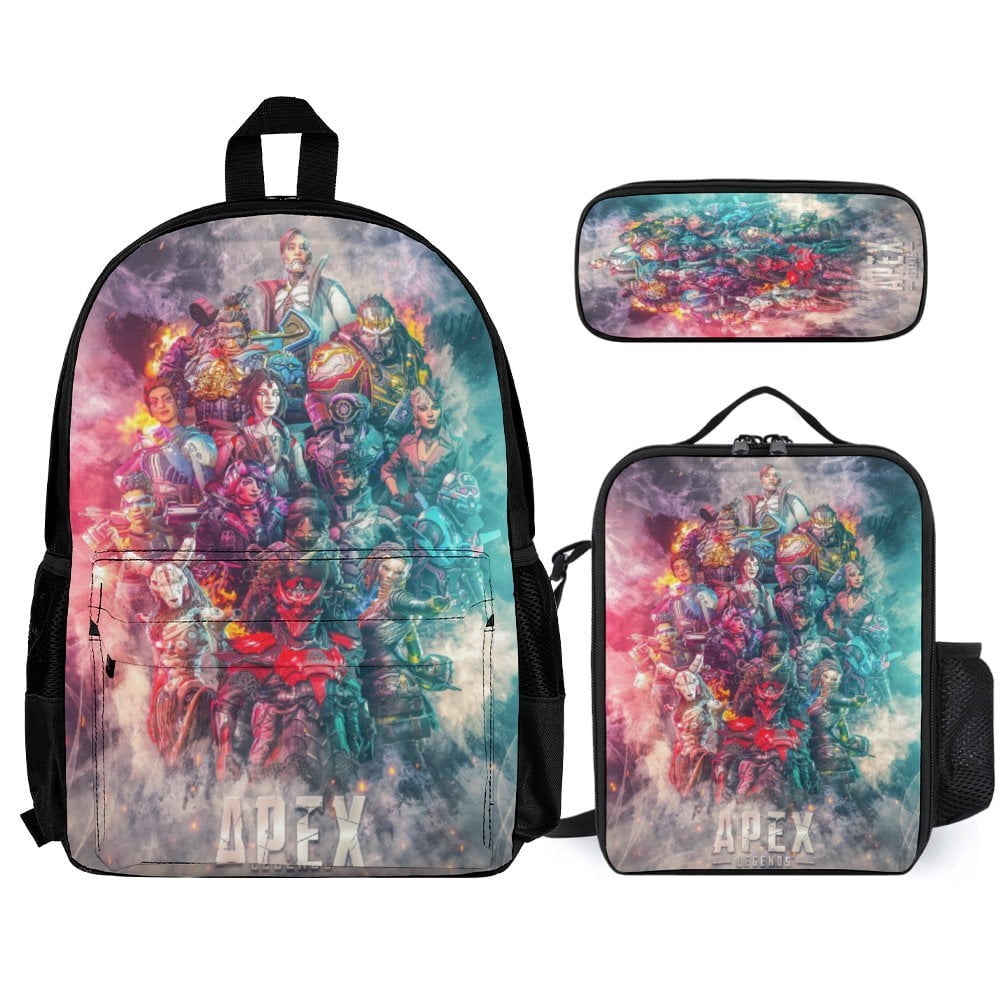 Apex Legends Backpacks 3 Piece Set Bookbag with Lunch Bag And Pencil ...