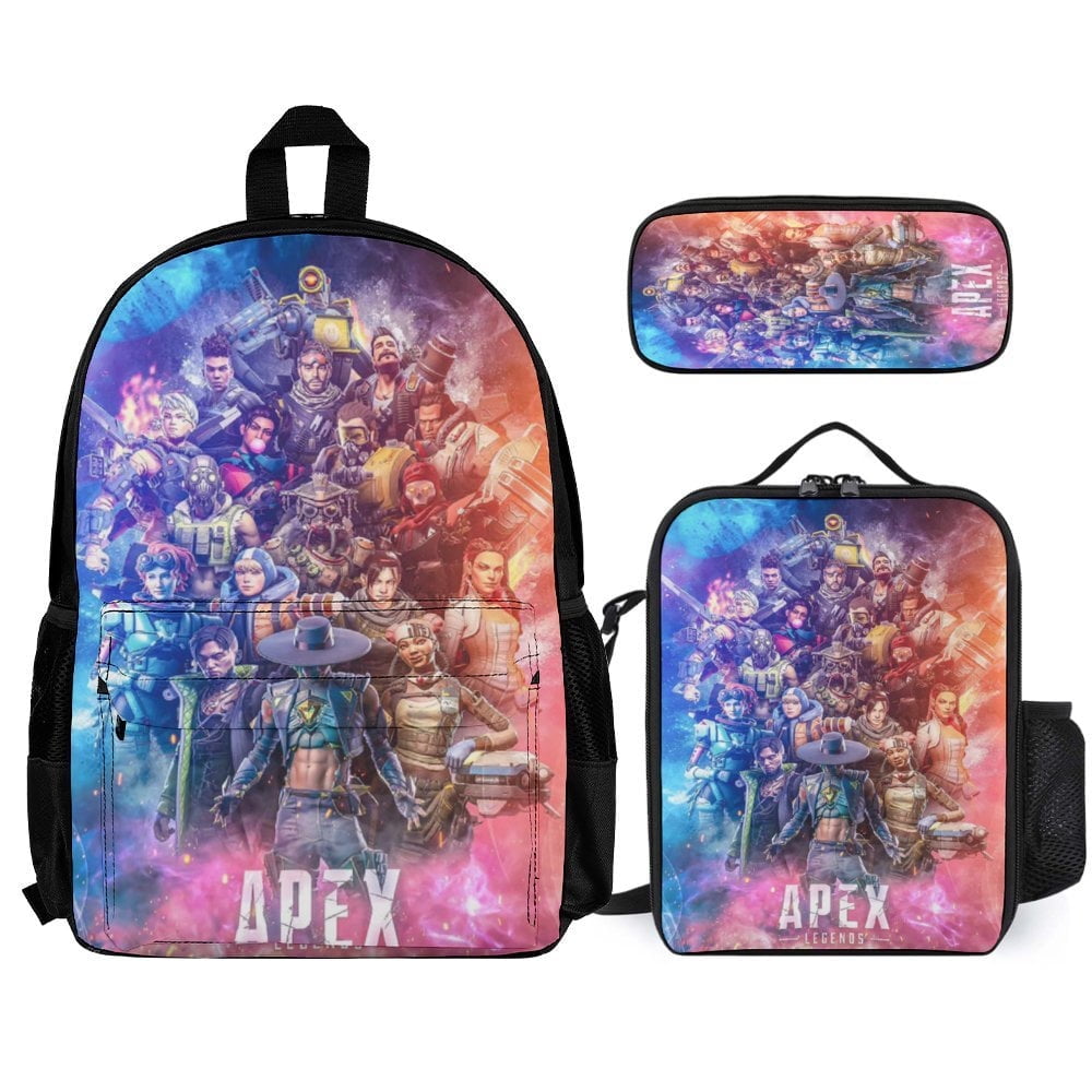 Apex Legends Backpacks 3 Piece Set Bookbag with Lunch Bag And Pencil ...
