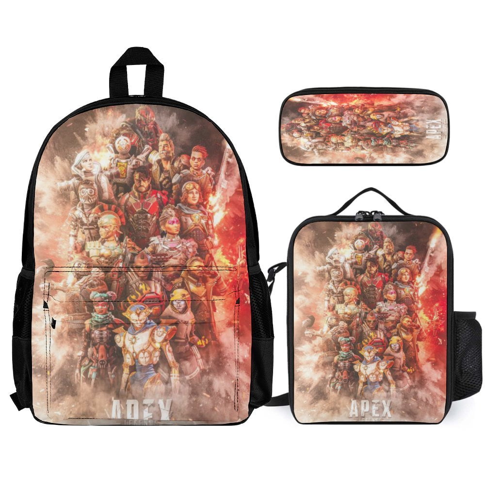 Apex Legends Backpacks 3 Piece Set Kids Bookbag School Bag with Lunch ...