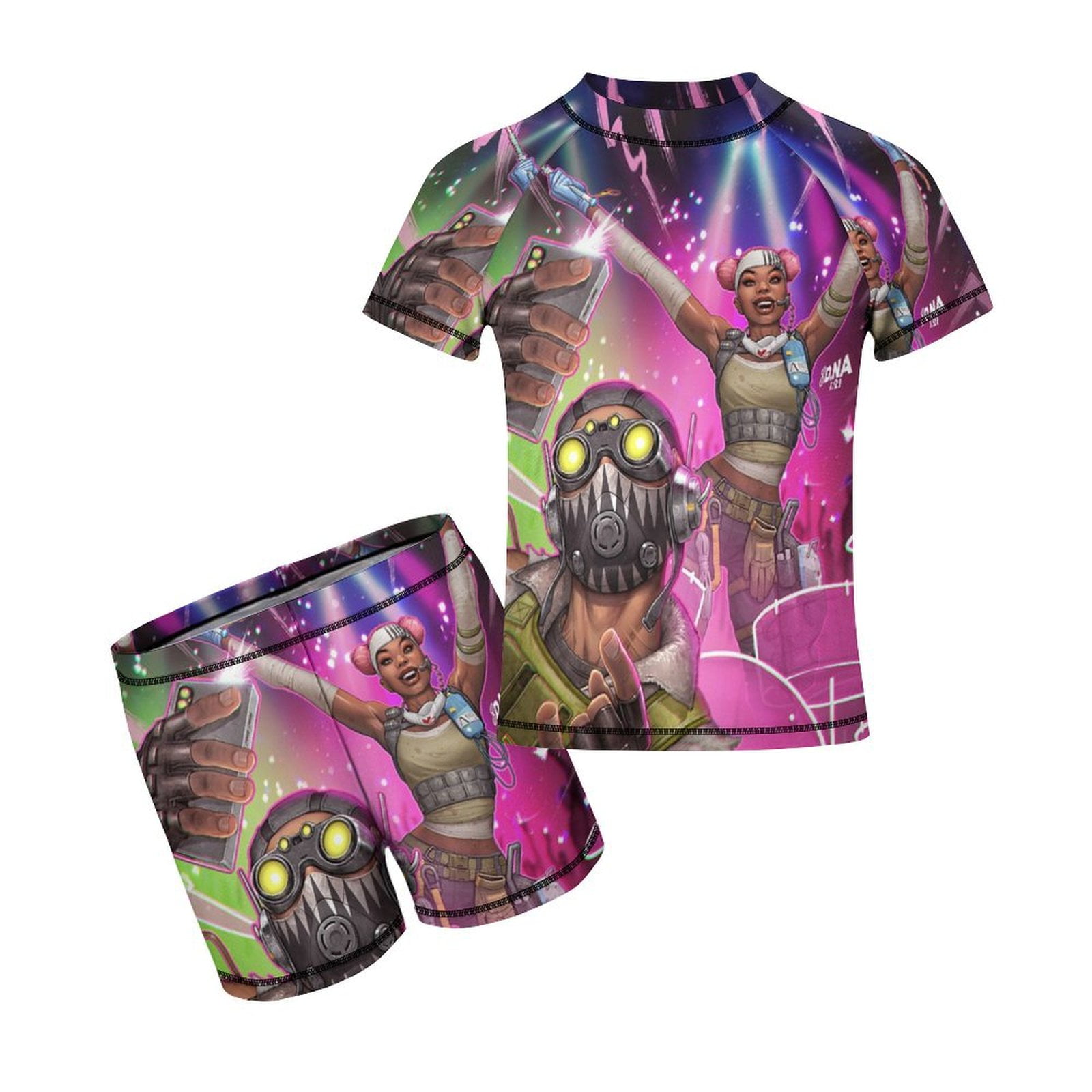 Apex Legends Boys 2-Piece Swimsuit Set Bathing Suit Short Sleeve Swimwear Sets with Swim Trunk 7 ...