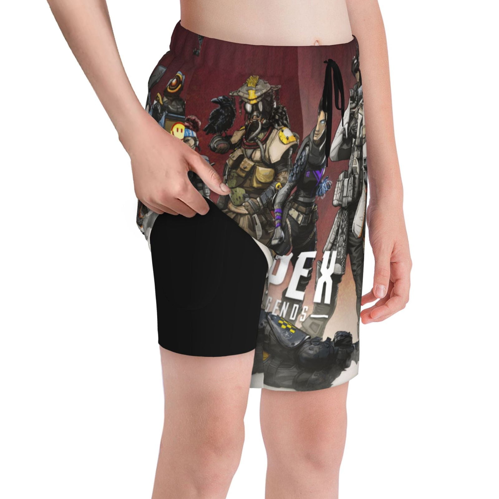 Apex Legends Boys Swim Trunks With Boxer Brief Liner Compression Boy Bathing Suit Quick Dry ...