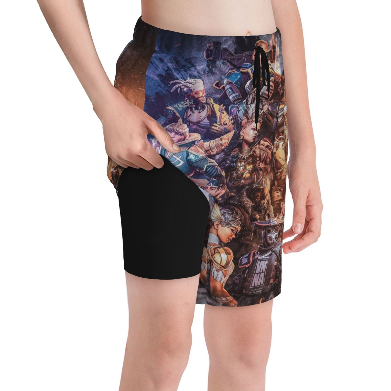 Apex Legends Boys Swim Trunks With Boxer Brief Liner Compression Boy ...