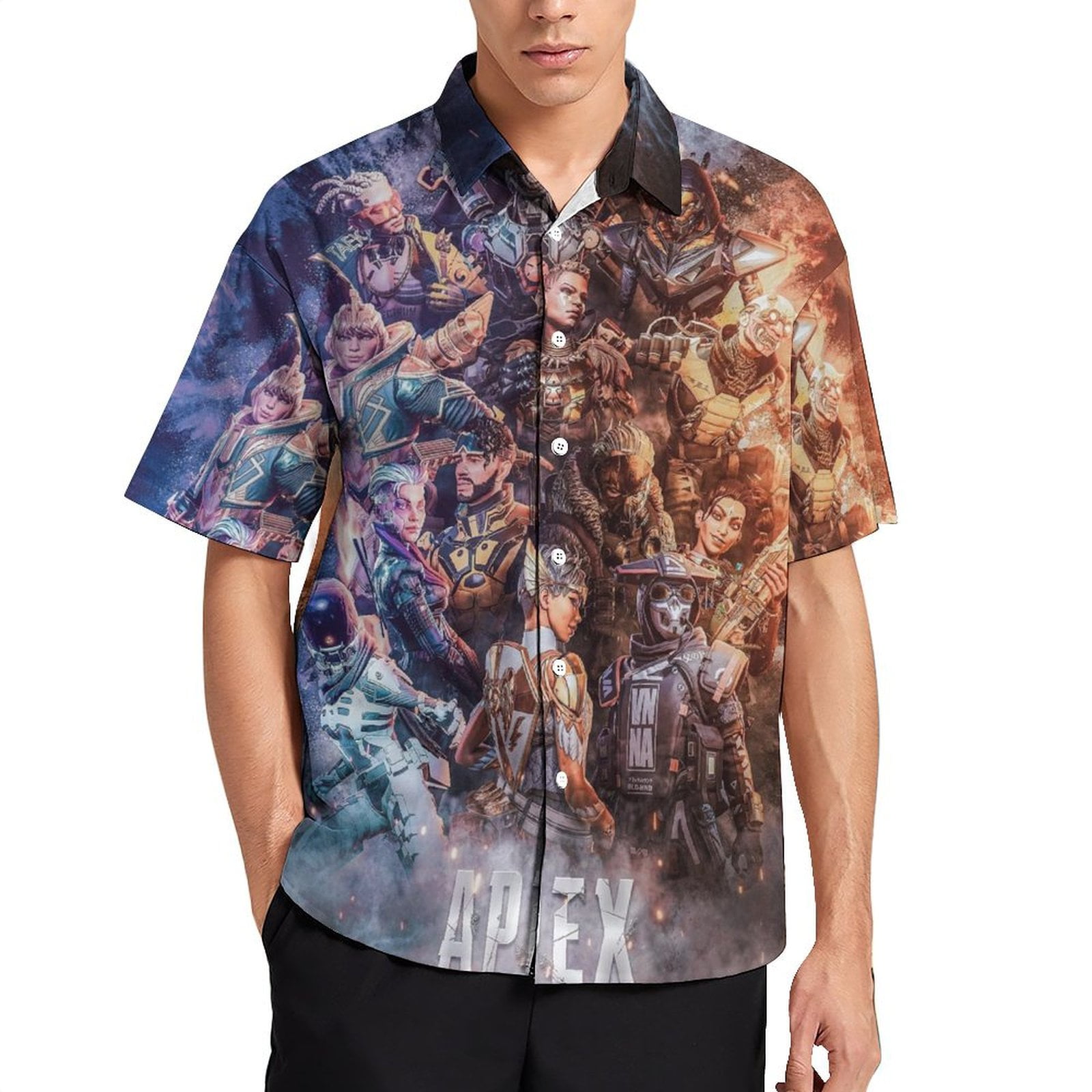 Apex Legends Mens Hawaiian Shirt Summer Casual Short Sleeve Button Down ...