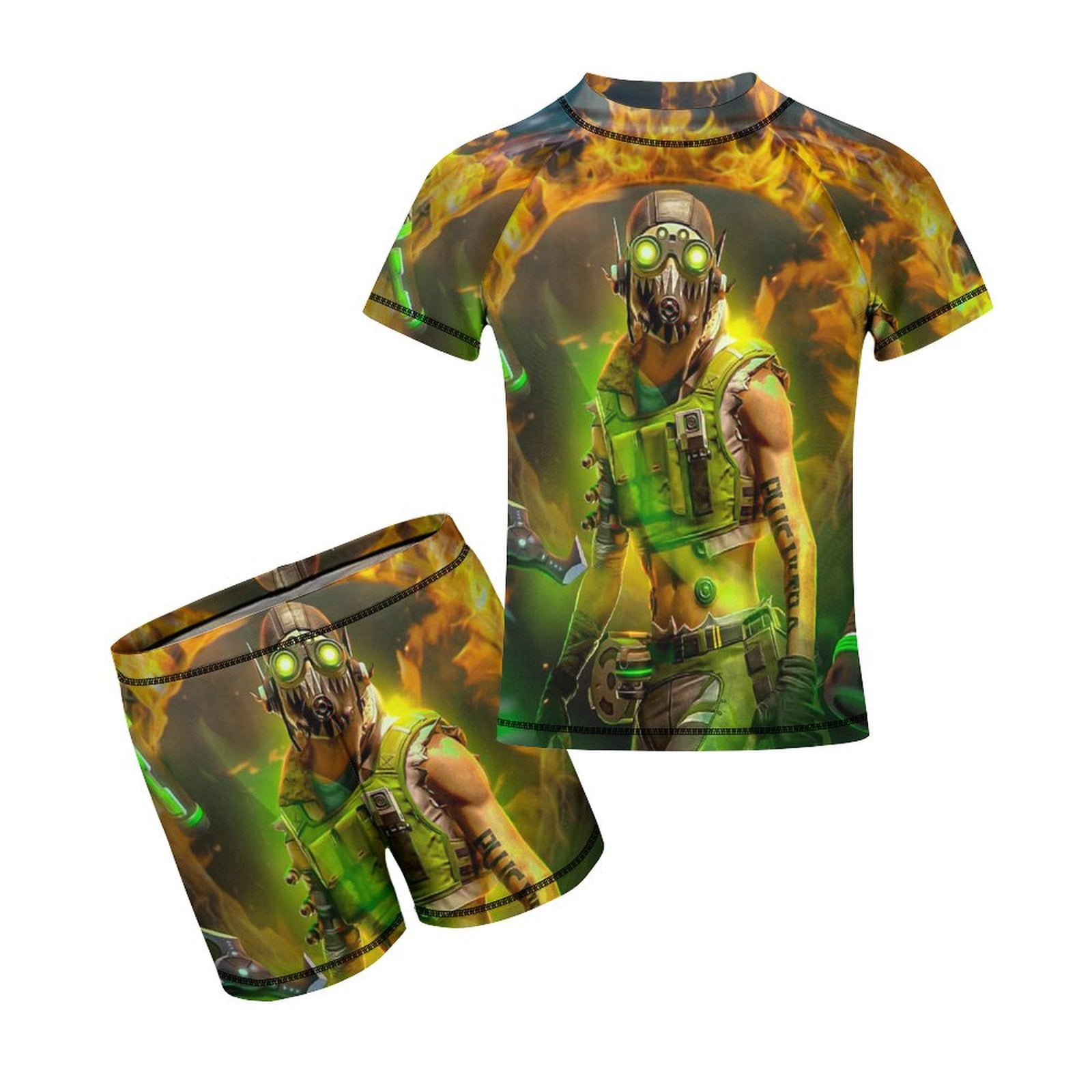 Apex Legends Octane Boys 2-Piece Swimsuit Set Bathing Suit Short Sleeve ...