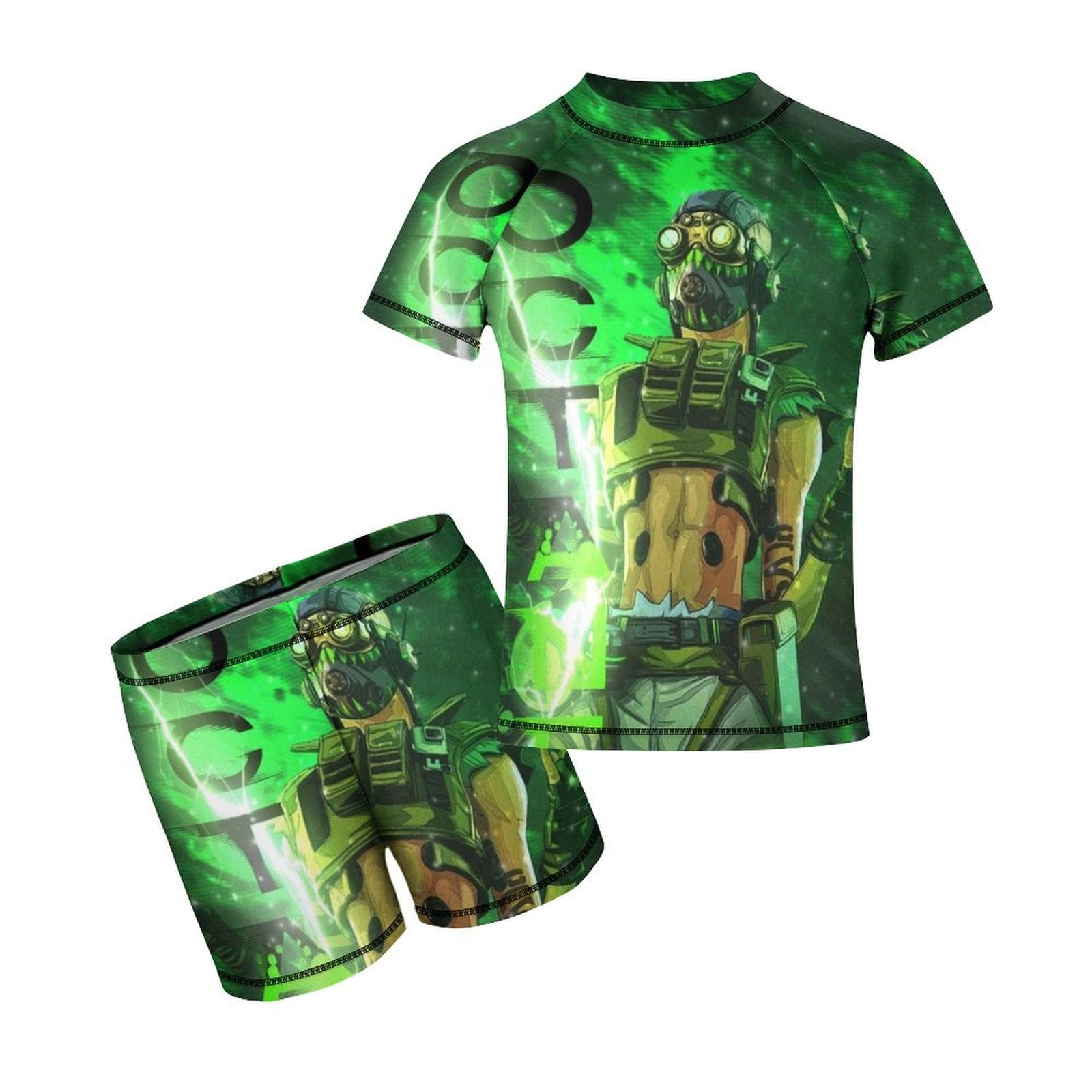 Apex Legends Octane Boys 2-Piece Swimsuit Set Bathing Suit Short Sleeve ...