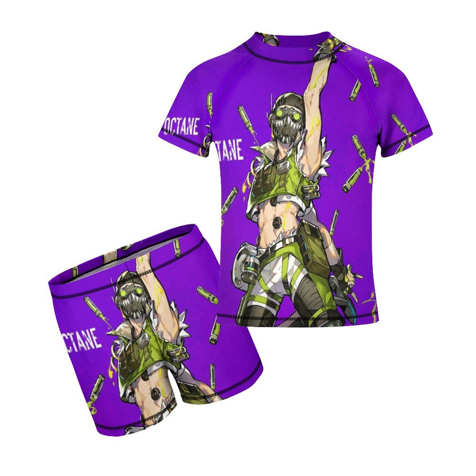 Apex Legends Octane Boys 2-Piece Swimsuit Set Bathing Suit Short Sleeve ...