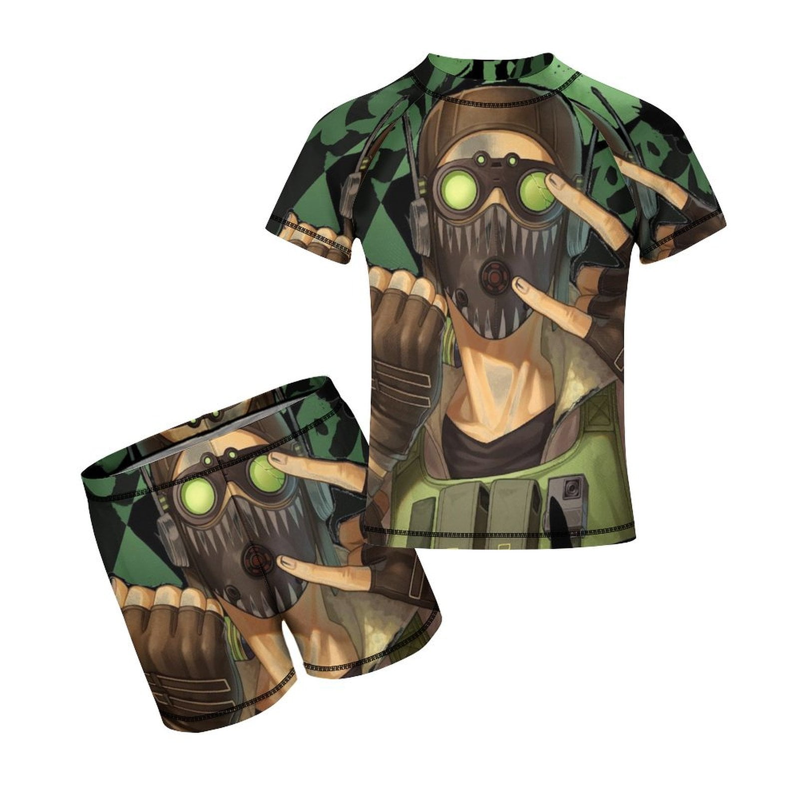 Apex Legends Octane Boys 2-Piece Swimsuit Set Bathing Suit Short Sleeve Swimwear Sets with Swim ...