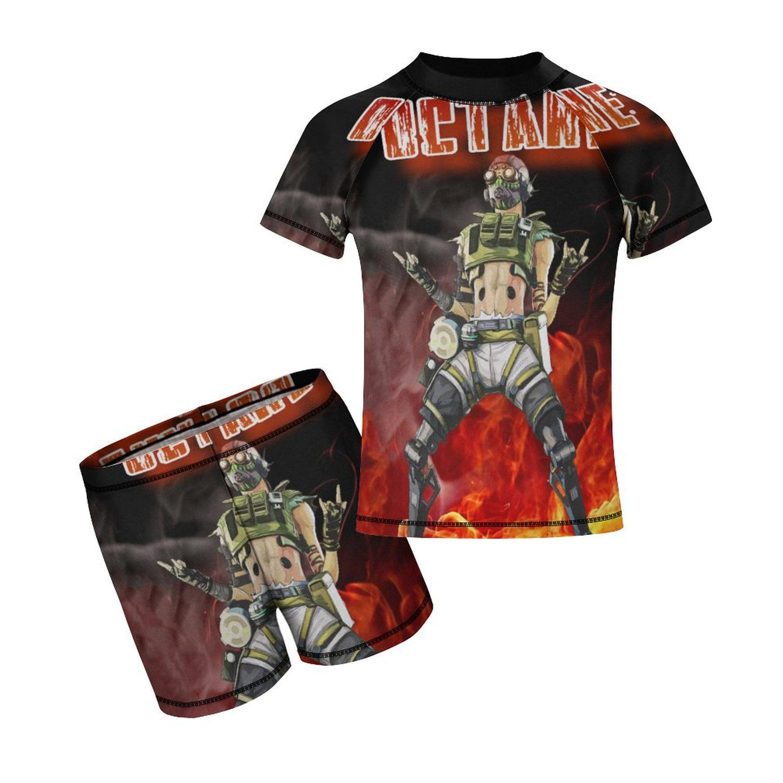 Apex Legends Octane Boys 2-Piece Swimsuit Set Bathing Suit Short Sleeve ...