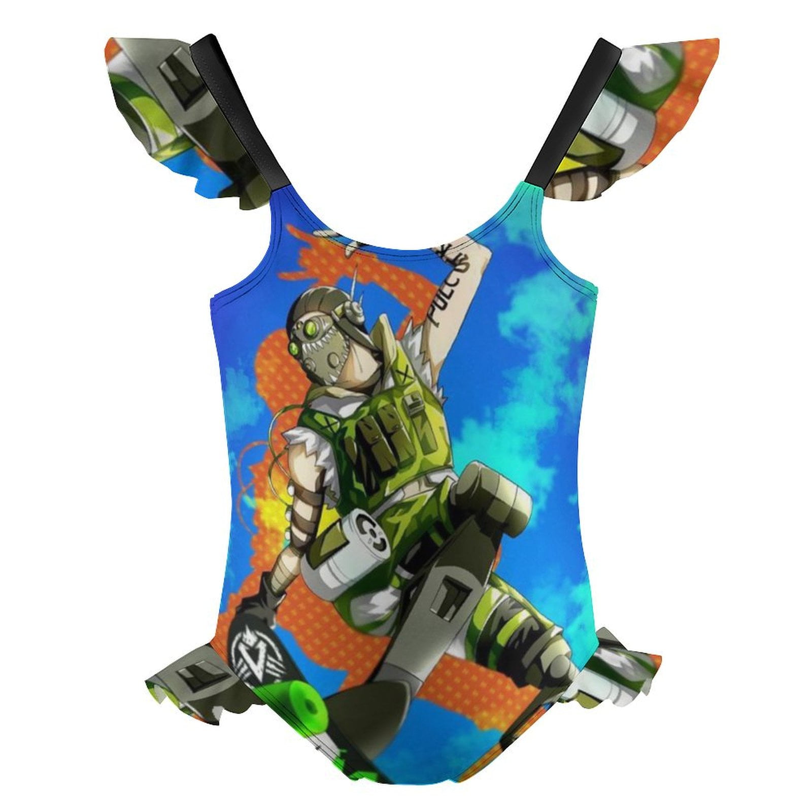 Apex Legends Octane Girls Swimsuit Ruffle One-piece Beachwear Kids Cute Swimwear Summer Bathing ...