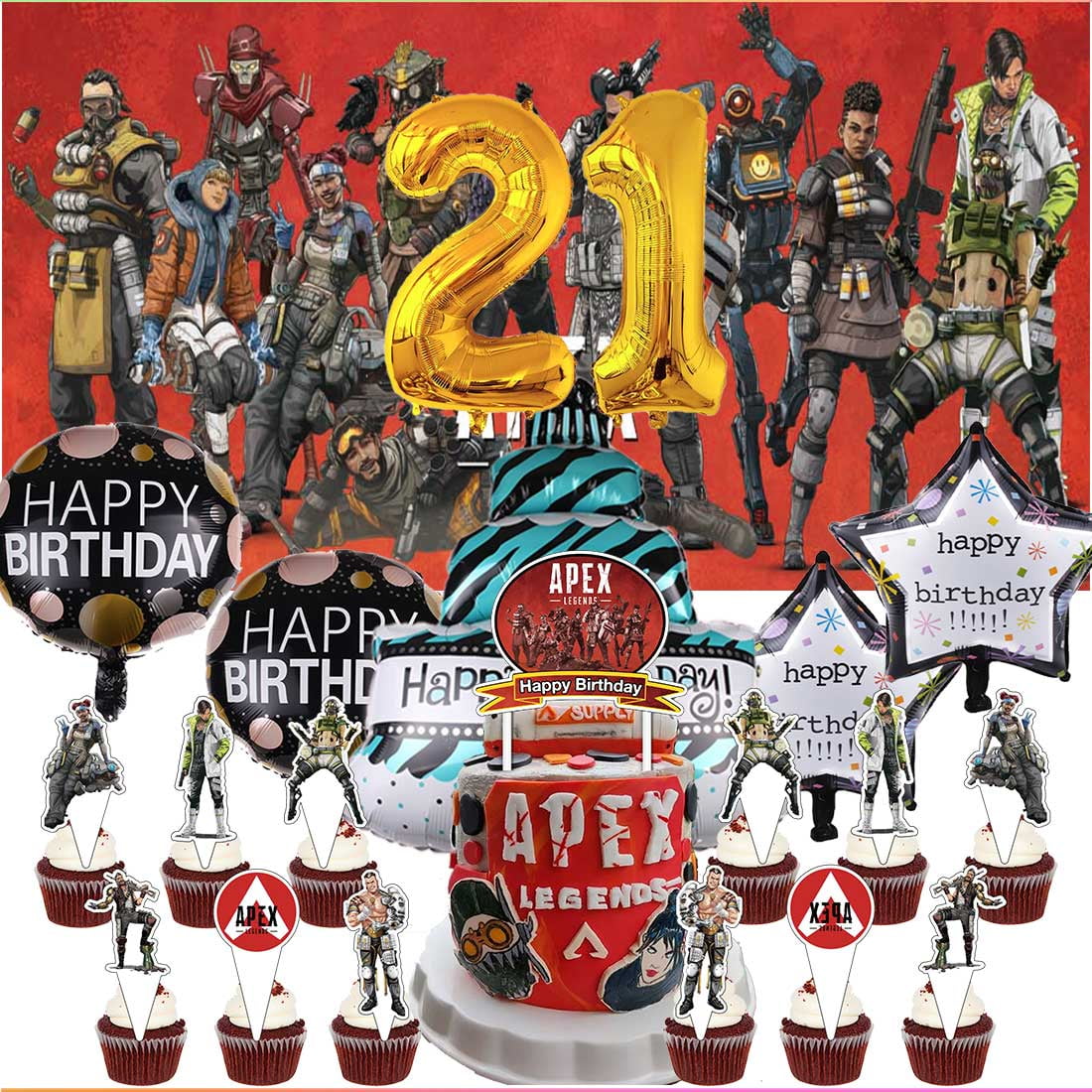 Apex Legends Party Supplies Decor 21th Kit Balloons Birthday Cake ...