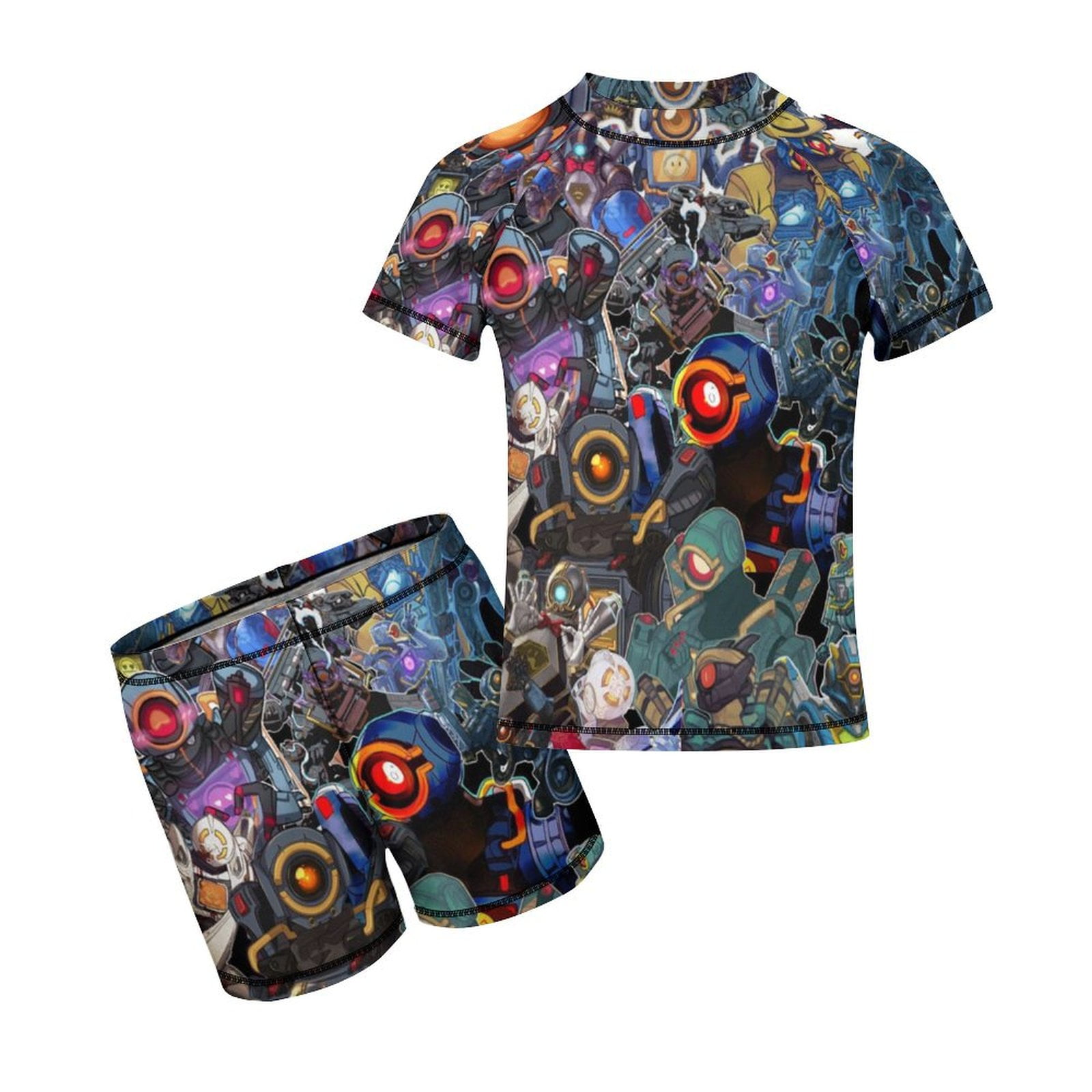 Apex Legends Pathfinder Boys 2-Piece Swimsuit Set Bathing Suit Short Sleeve Swimwear Sets with ...
