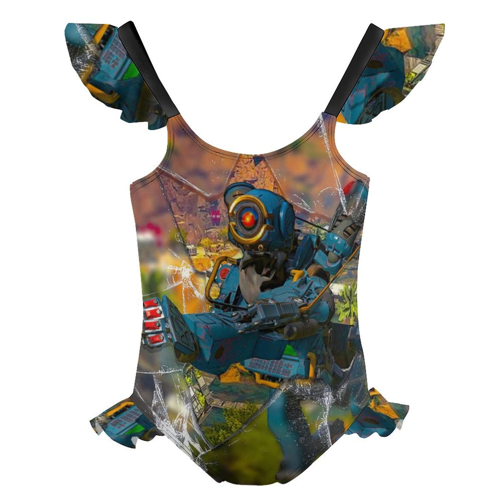 Apex Legends Pathfinder Girls Swimsuit Ruffle One-piece Beachwear Kids ...