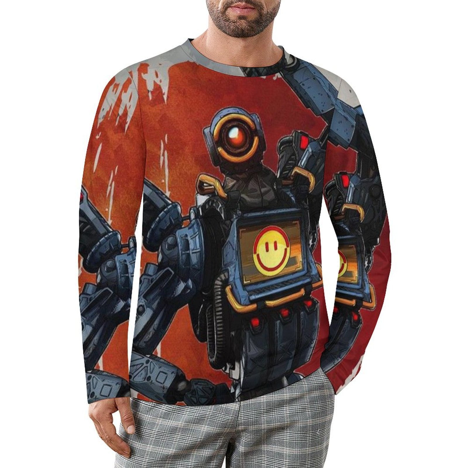 Apex Legends Pathfinder Men's Long Sleeve T-Shirt Loose Trendy Tee Soft ...
