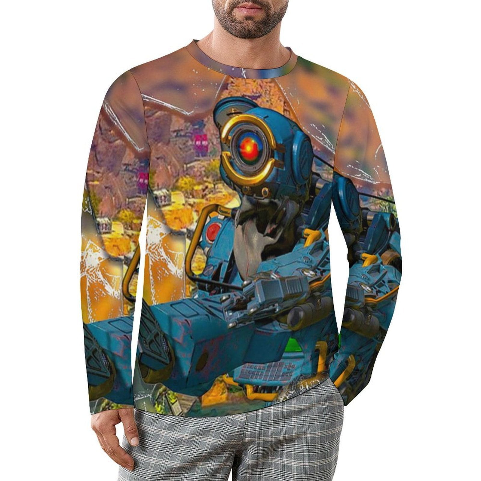 Apex Legends Pathfinder Men's Long Sleeve T-Shirt Loose Trendy Tee Soft ...