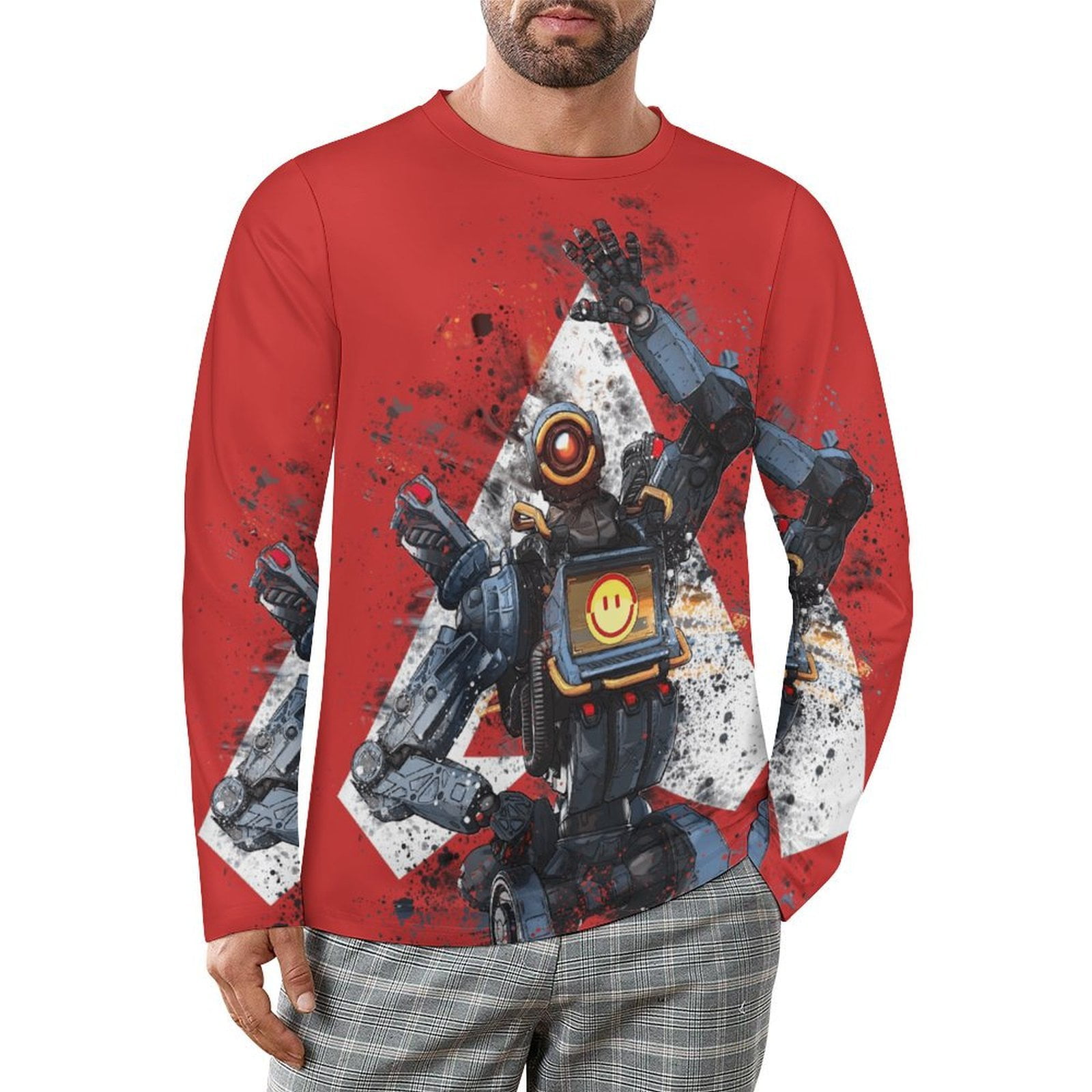 Apex Legends Pathfinder Men's Long Sleeve T-Shirt Loose Trendy Tee Soft ...