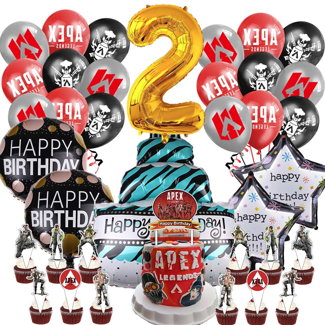Apex Party Supplies 2nd Decor Kit Balloons Birthday Cake Topper ...