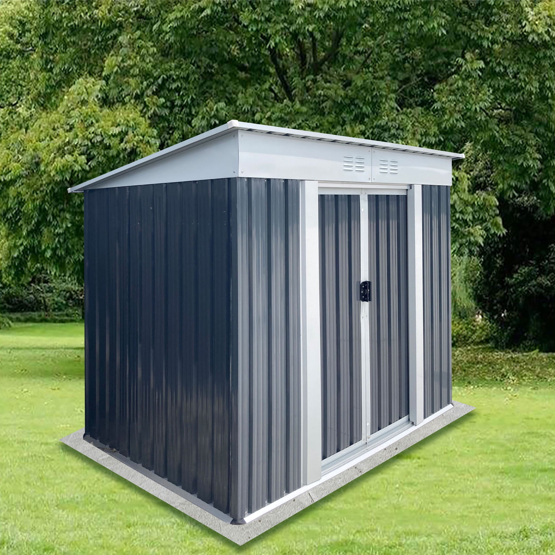 Apex Roof Metal Shed 6FTx4FT Green with Corrosion-Resistant Finish for ...