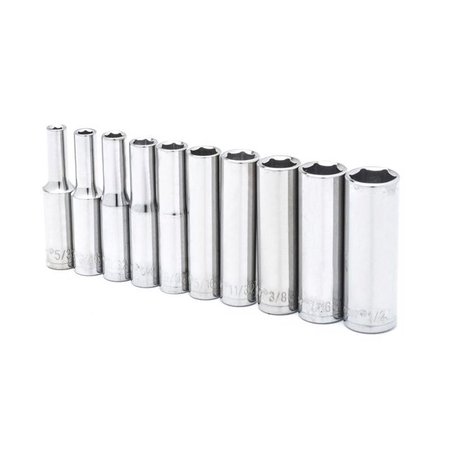 Crescent Assorted Sizes X 1/4 in. drive SAE 6 Point Deep Well Socket ...
