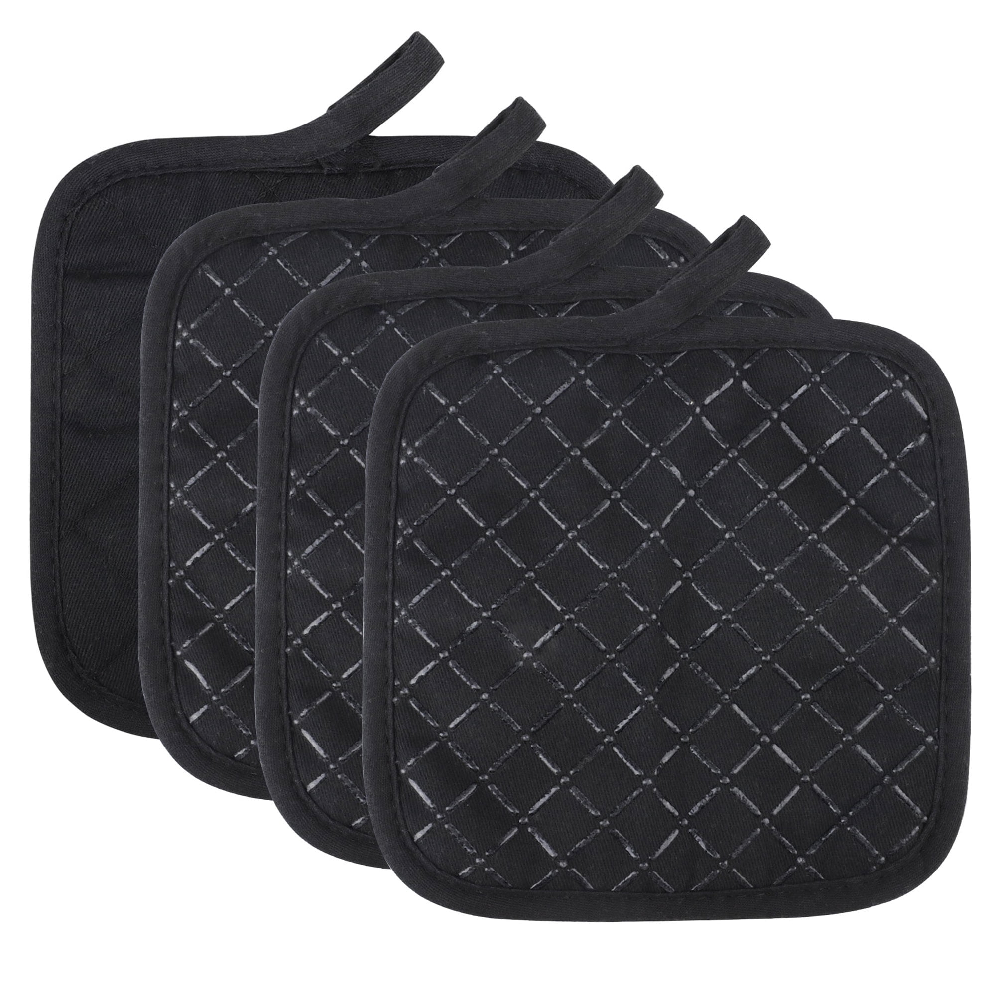 ApexOne Silicone Pot Holders, Heat Resistant, Non-Slip, Black, Set of 4 ...