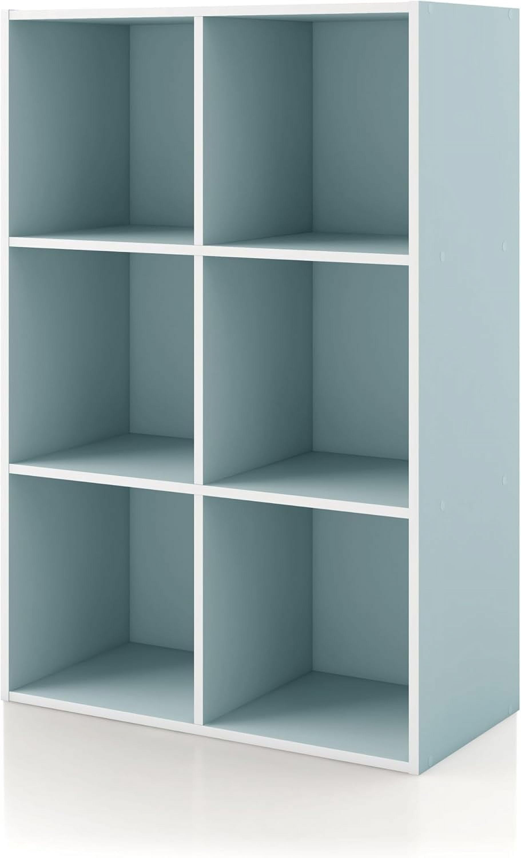 Apexa 6 Cube Storage Organizer Shelves, Stackable Wood Bookcase Fits ...