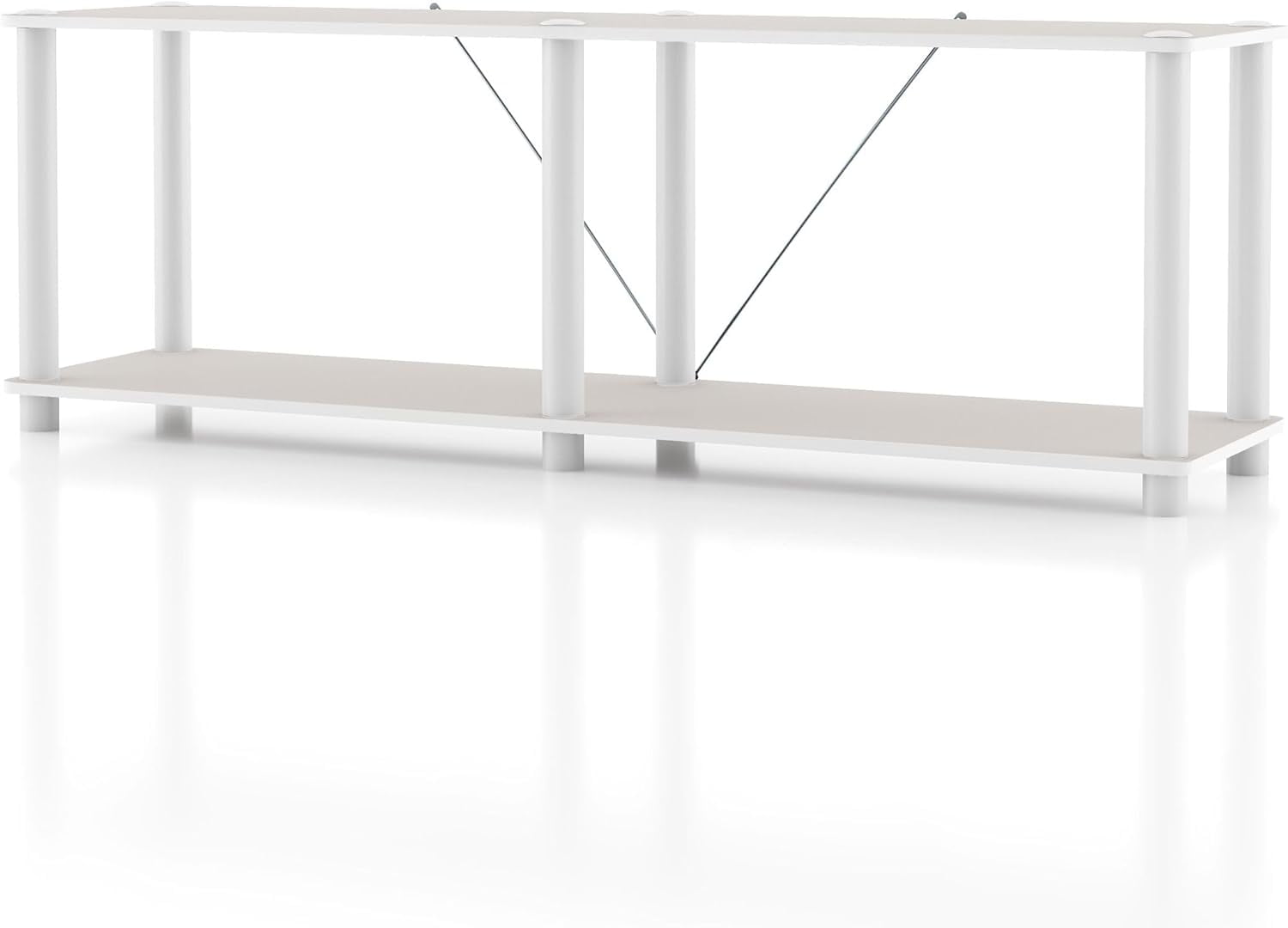 Apexa Modern 2-Tier Extra Wide Shelving Units, Collectibles Display ...