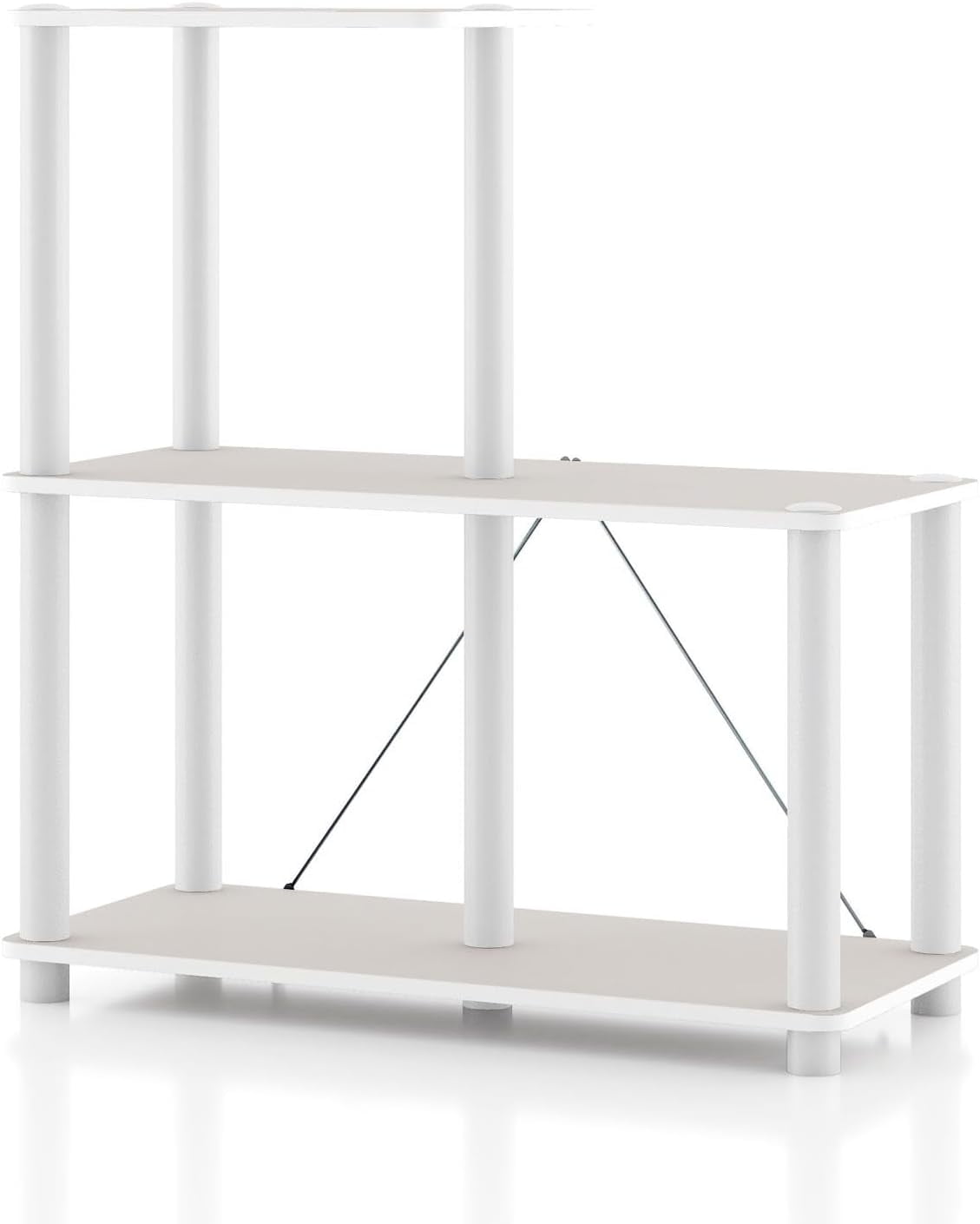 Apexa Modern 3-Cube Ladder Shelving Units, Collectibles Display Shelves ...