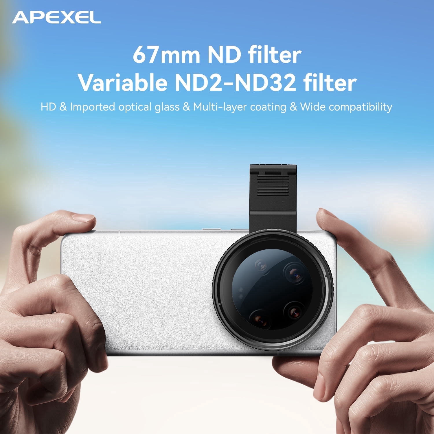 Apexel 67mm Variable ND2-32 Filter for iPhone/DSLR - Cellphone Neutral ...