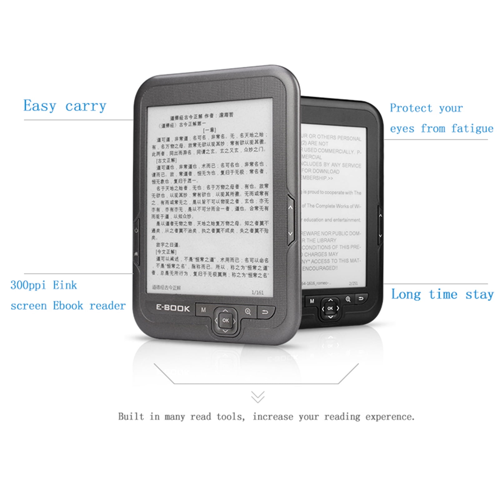 Apexeon High-clear Ink Screen Ereader Devices Ebook Reader, Double RAM, Rich Functions, Freely ...