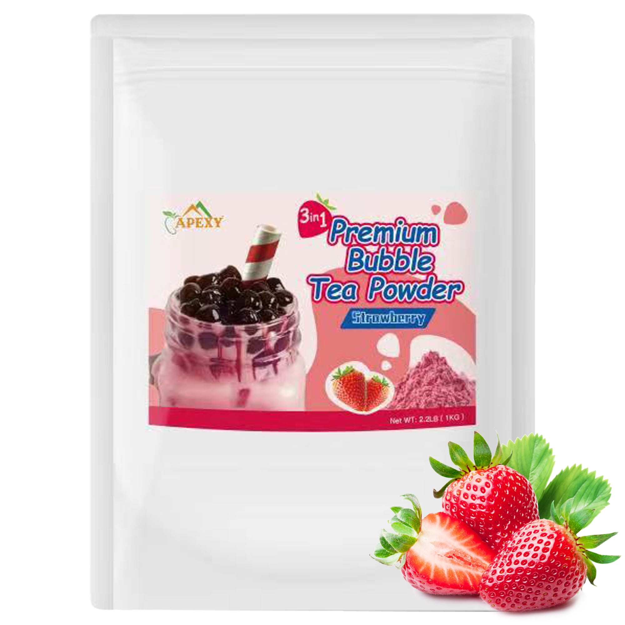 Apexy Premium Bubble Tea Powder Mix, 2.2 LB, Strawberry Bubble Tea ...