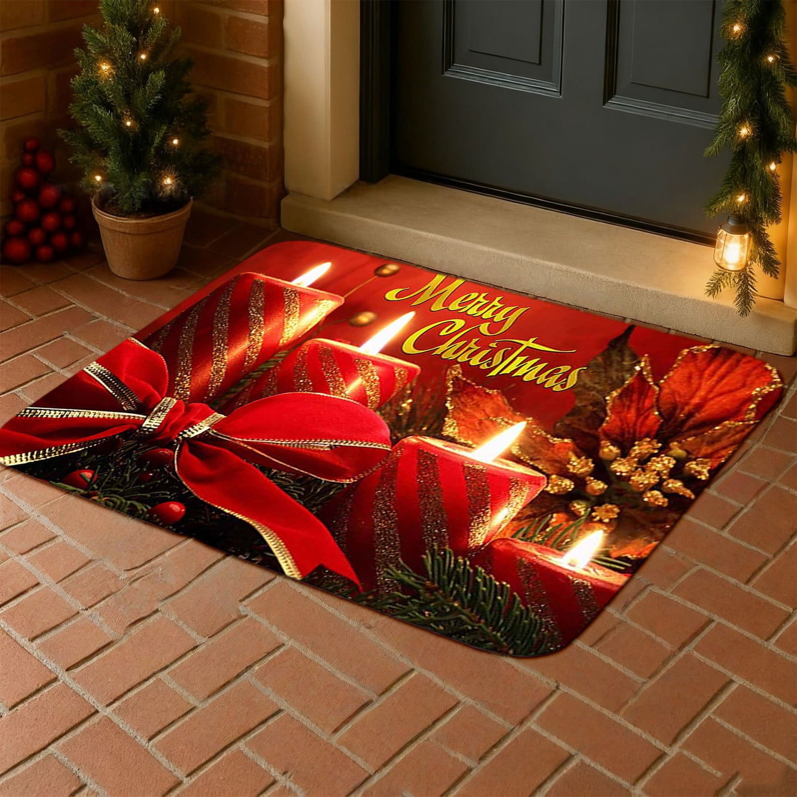 Apeya Christmas Entryway Rug-3D Printed Merry Christmas Style Plush ...