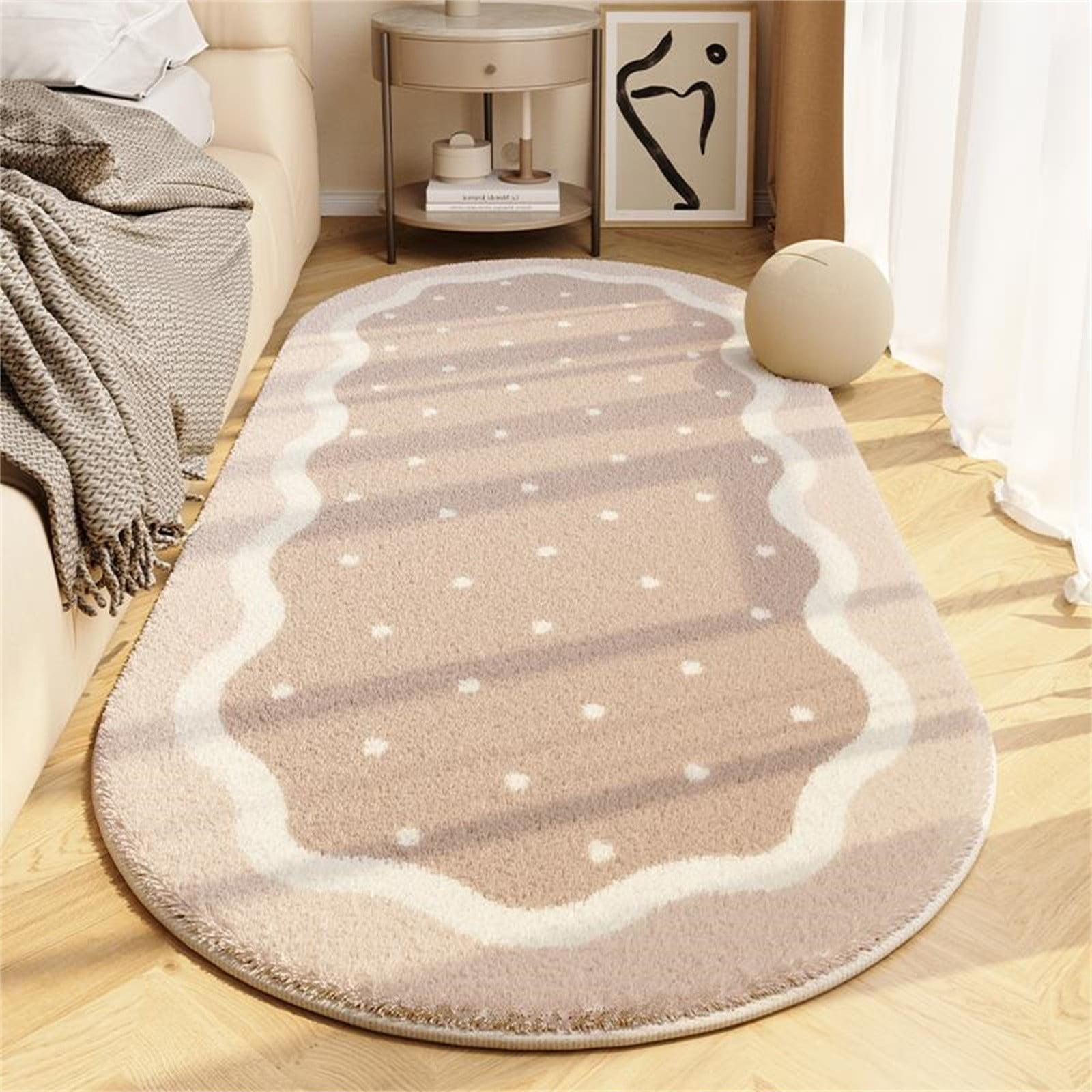 Apeya Soft Shaggy Bedroom Rugs, Oval Small Carpet Living Room Runner ...