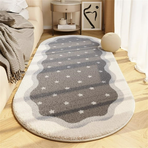 Apeya Soft Shaggy Bedroom Rugs, Oval Small Carpet Living Room Runner ...