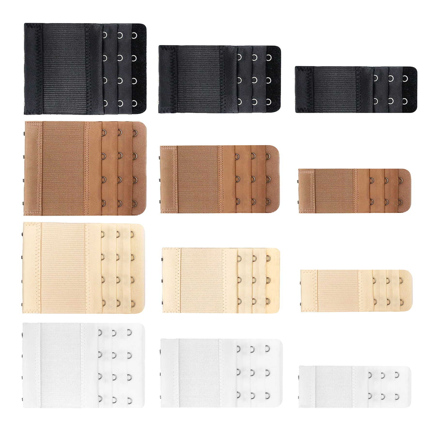 Aphlos 12 Pack Adjustable Bra Extender Strap with 2/3/4 Hooks in White ...