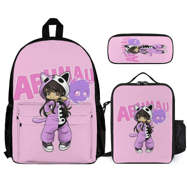 Aphmau Backpacks 3 Piece Set Kids Bookbag School Bag with Lunch Bag And ...