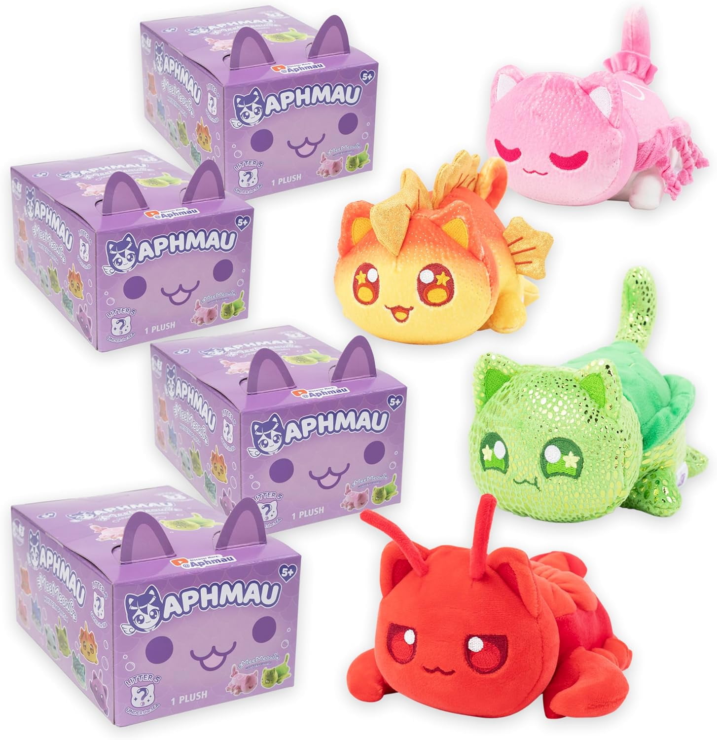 Aphmau Mini Mystery 6" Plush - Under The Sea Series 5-4 Pack; YouTube ...
