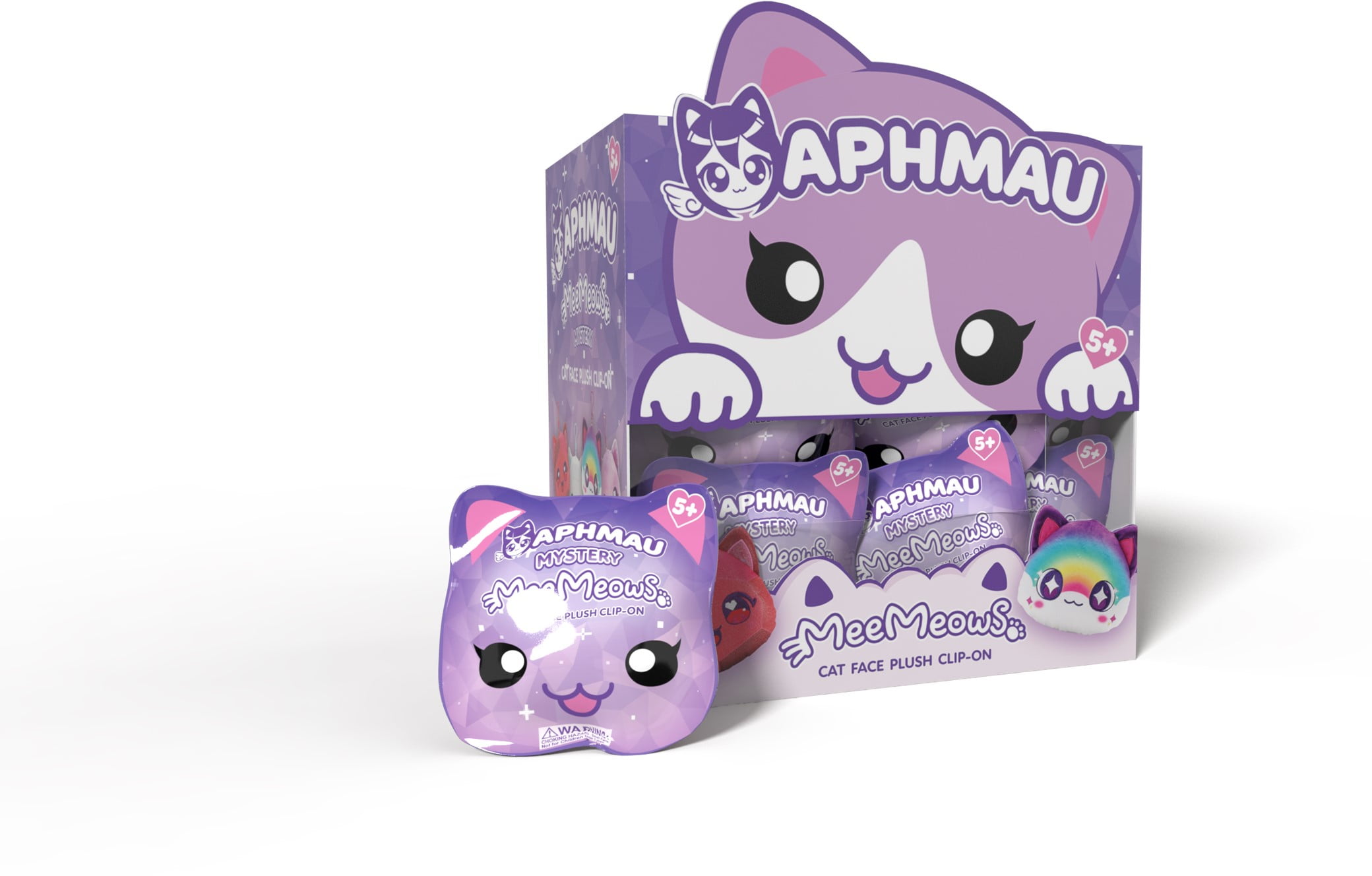 APHMAU Mystery Catface Plush, Official MeeMeows Clip-On Plush, Ages 5 ...