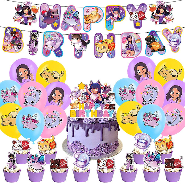 Aphmau Party Decorations – Plushie Theme Banner, Balloons, Cake Toppers ...