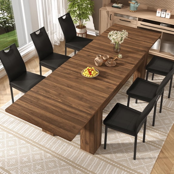 Aphthongs Extendable Dining Table Set with 6 Chairs, Wood Expandable ...