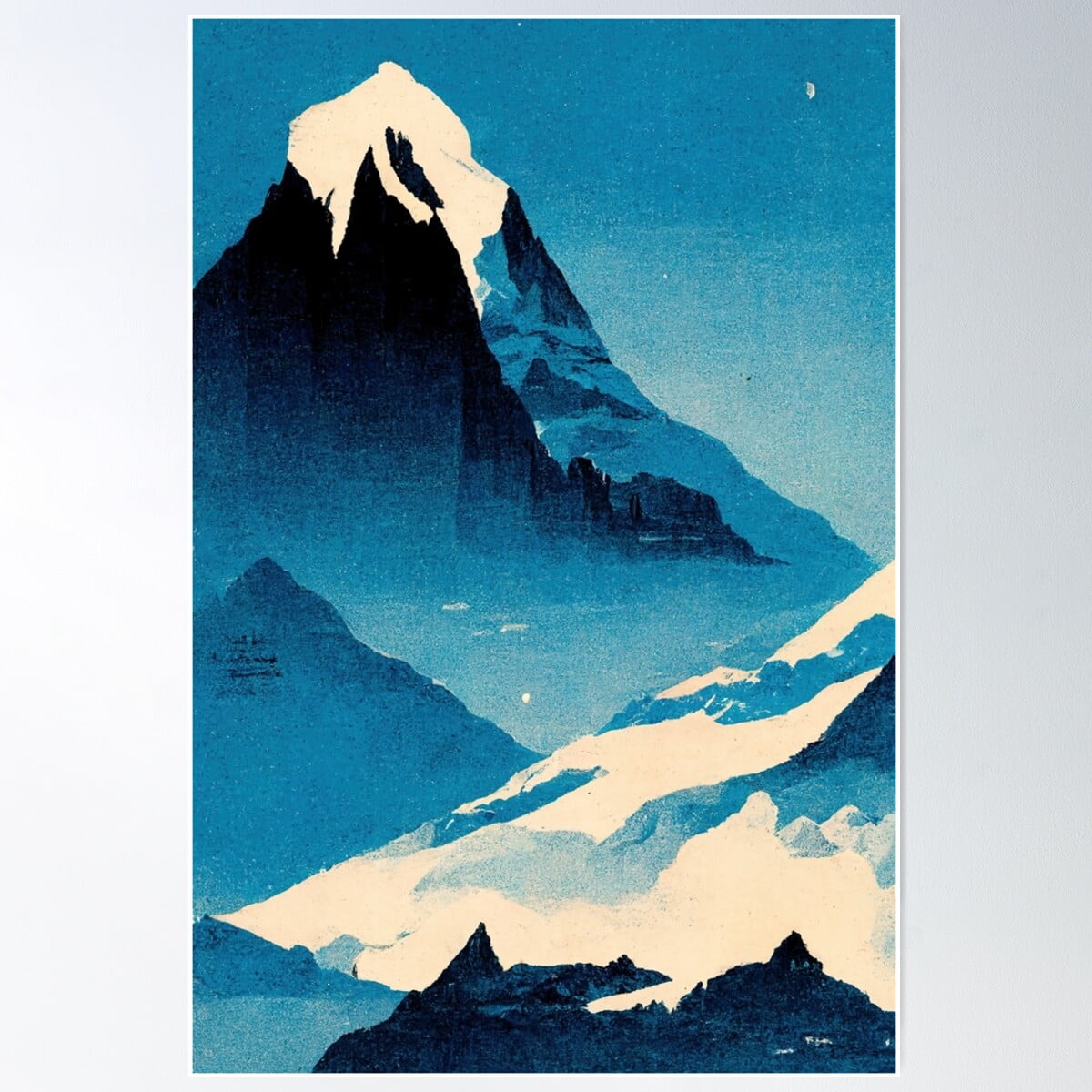 Apicem - Vintage Graphic Style Mountain Landscape Poster Wall Art ...