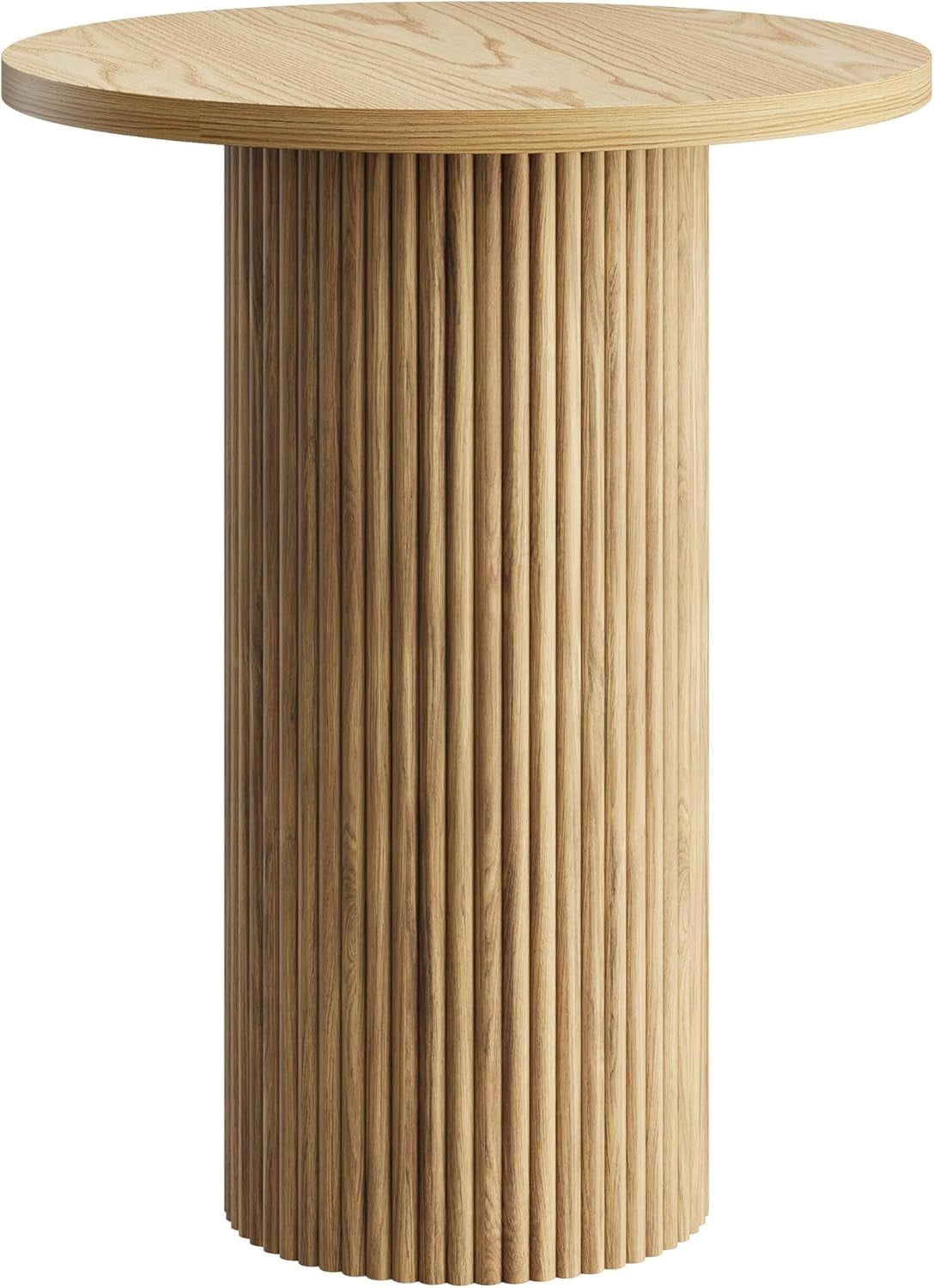 Apicizon 17.7'' Pedestal End Table with Fluted Base Design, Round Fluted Side Table, Mid Century ...