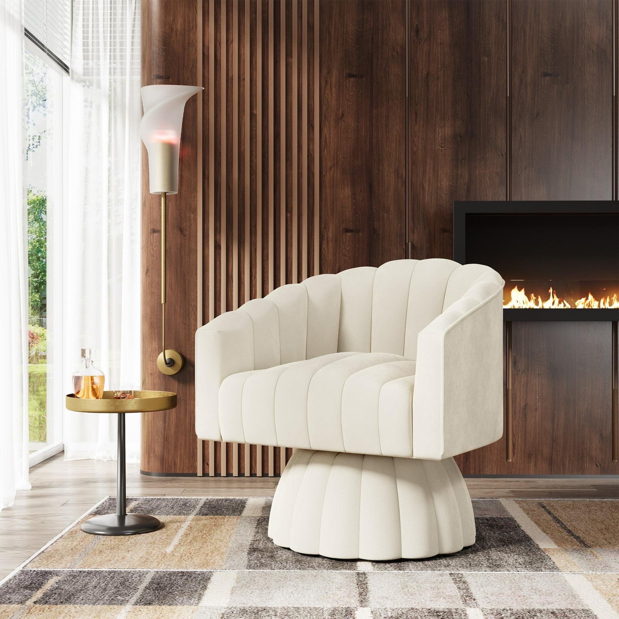 Apicizonhome 360-degree Rotating Velvet Chair, Soft Cushion Round ...