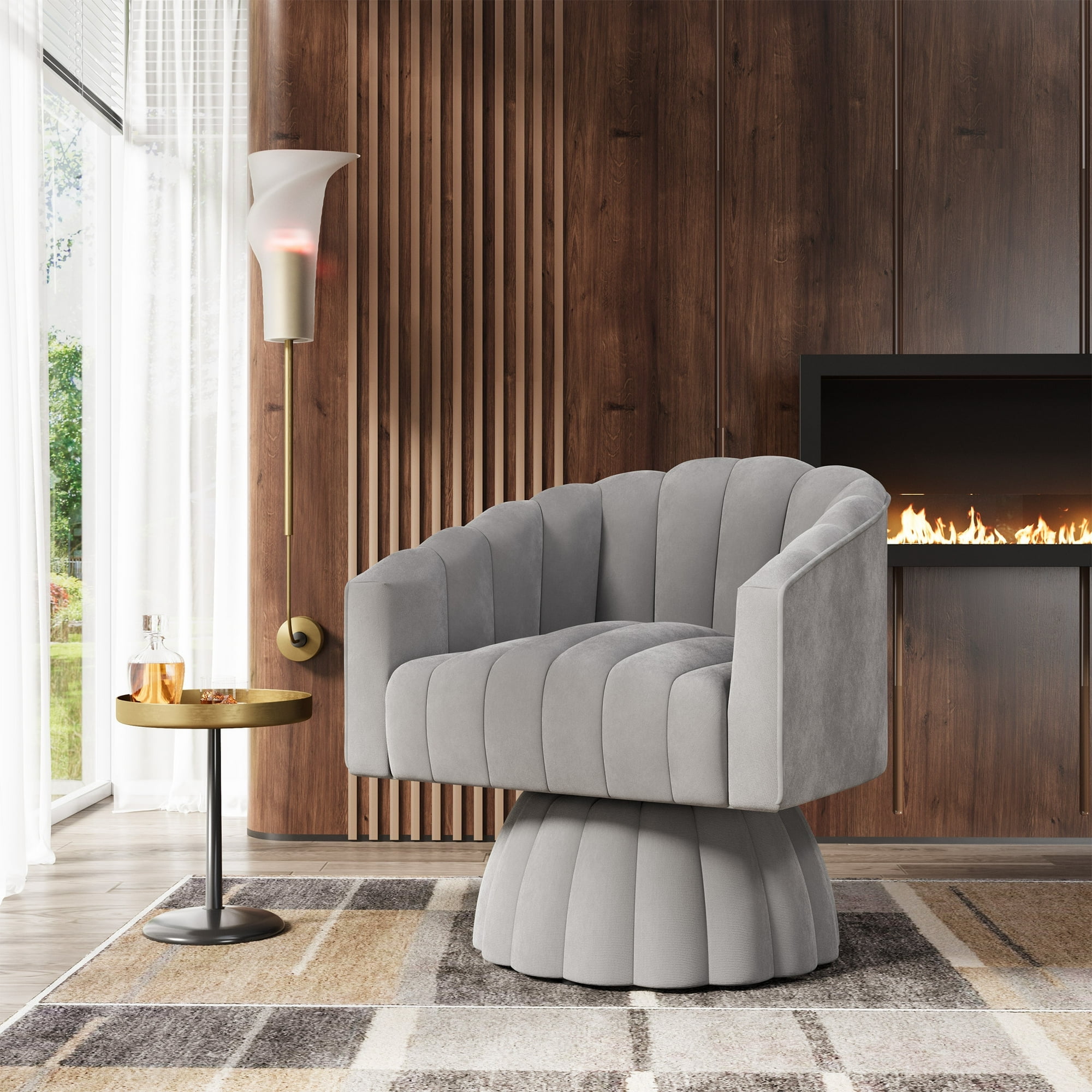 Apicizonhome 360-degree Rotating Velvet Chair, Soft Cushion Round ...