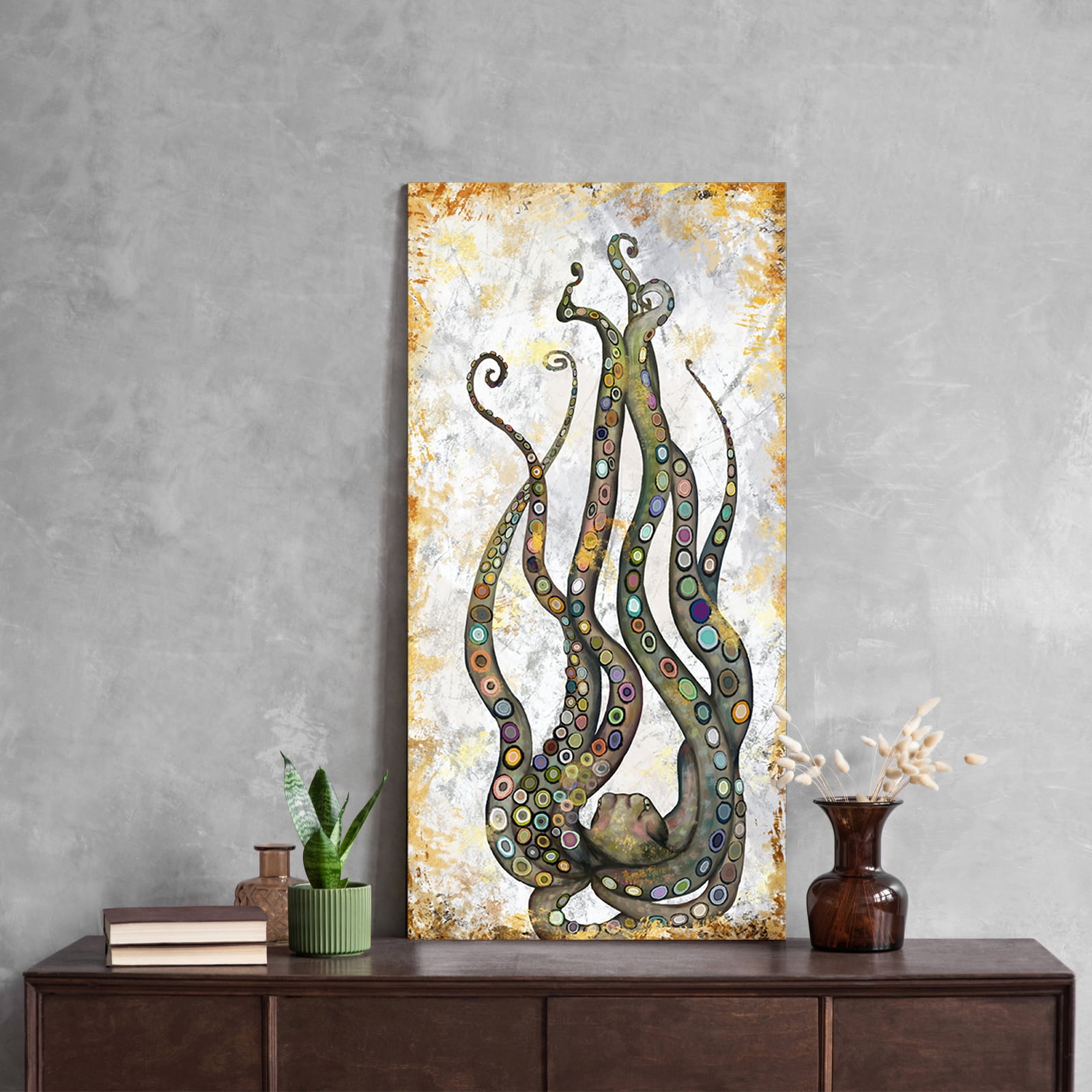 Apicoture Octopus Framed Canvas Wall Art Painting 12 x 24 Inches Wall ...