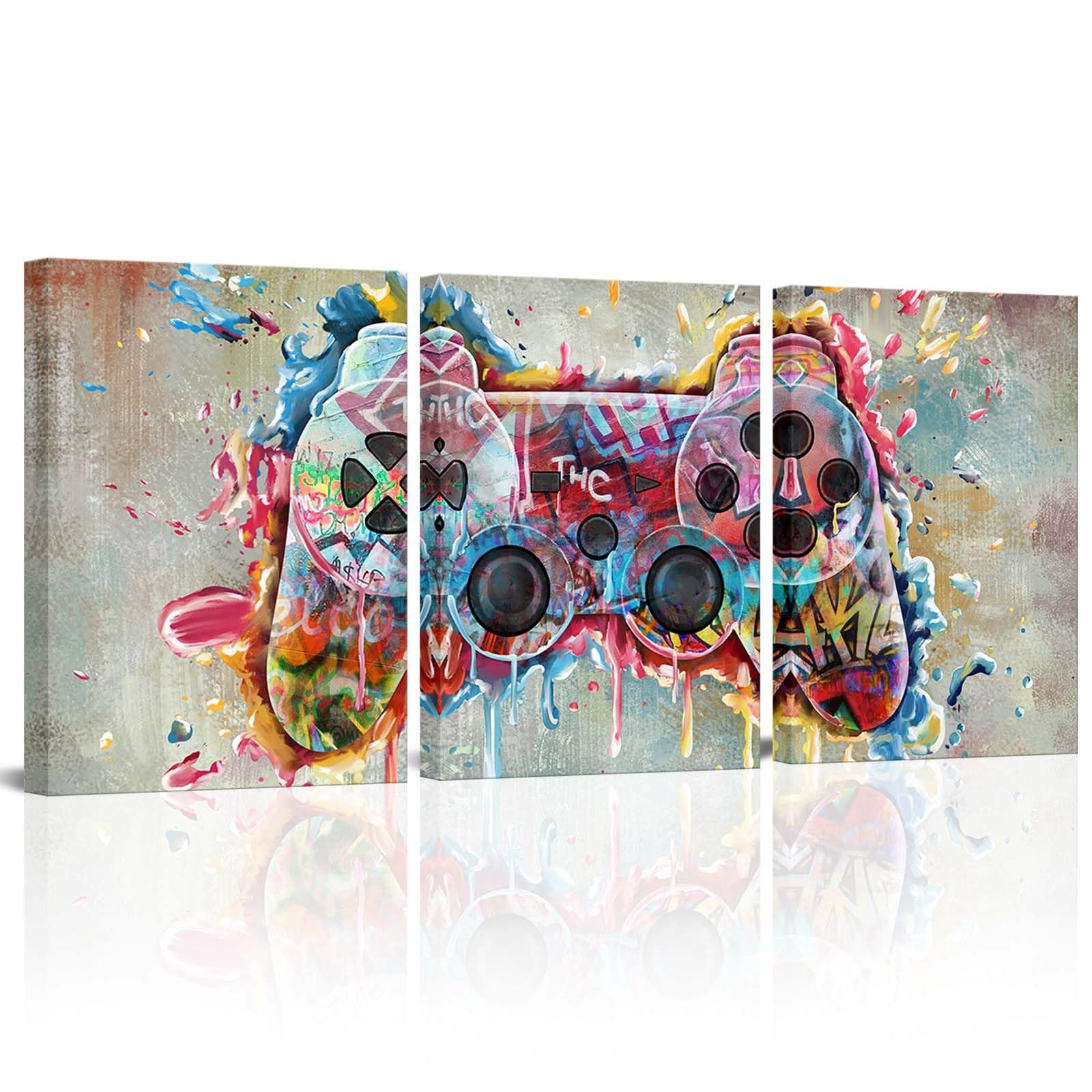 Apicoture Video Game Canvas Wall Art Graffiti Gamepad Wall Decor Gaming ...