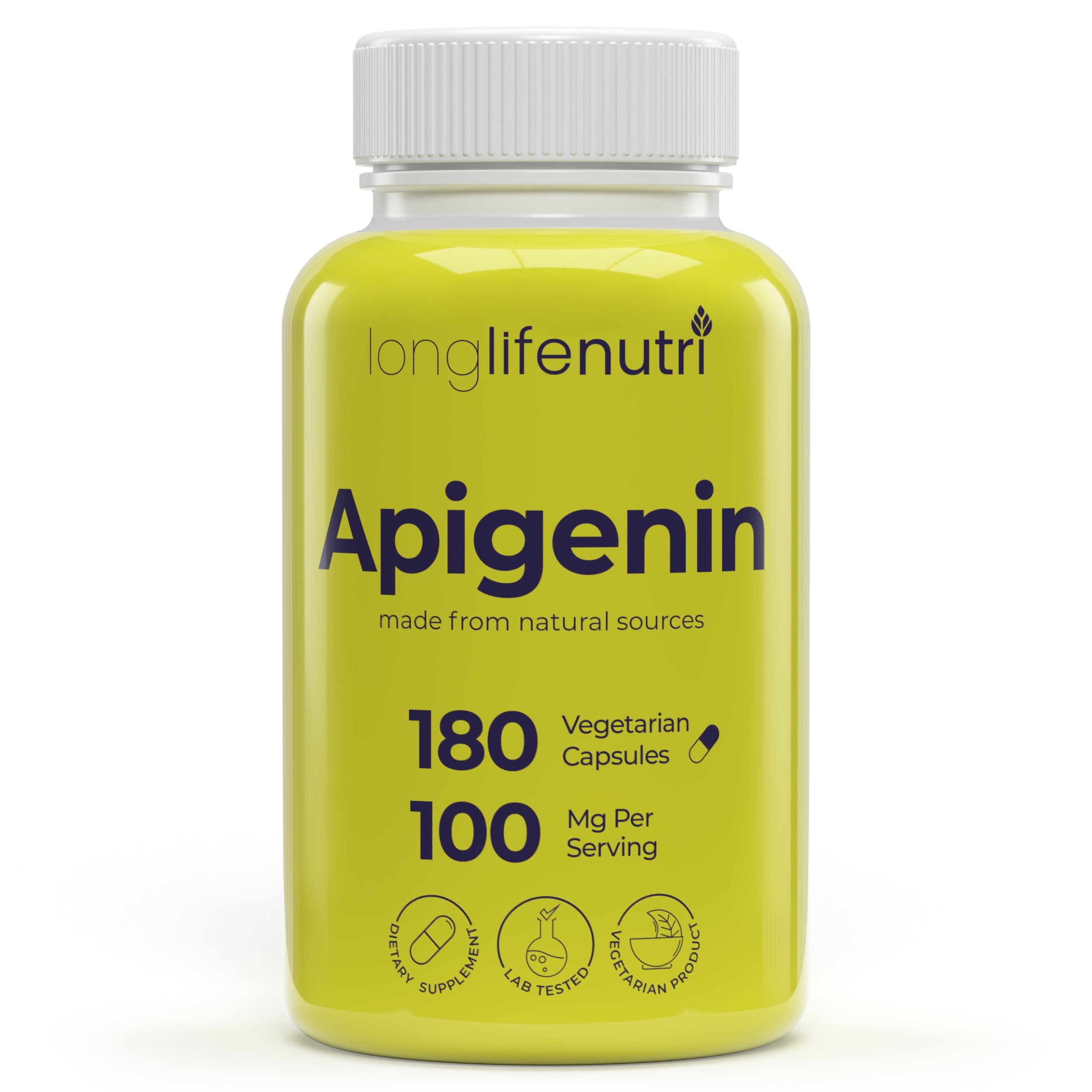 LongLifeNutri Apigenin 100mg - 180 Vegetarian Capsules for Sleep and ...