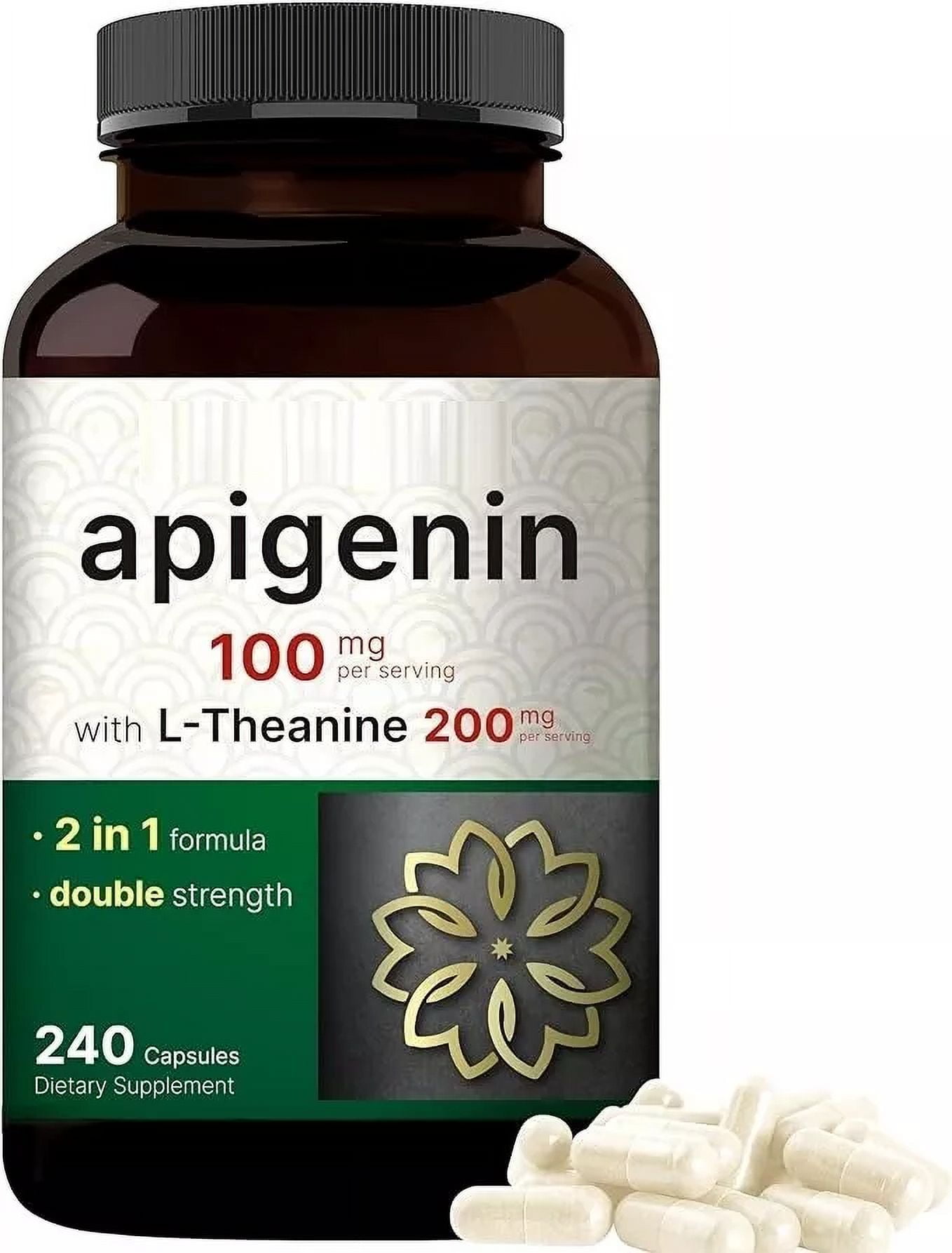 Apigenin 100mg with L-Theanine 200mg 240caps Non/GMO/No Soy/No Gluten ...