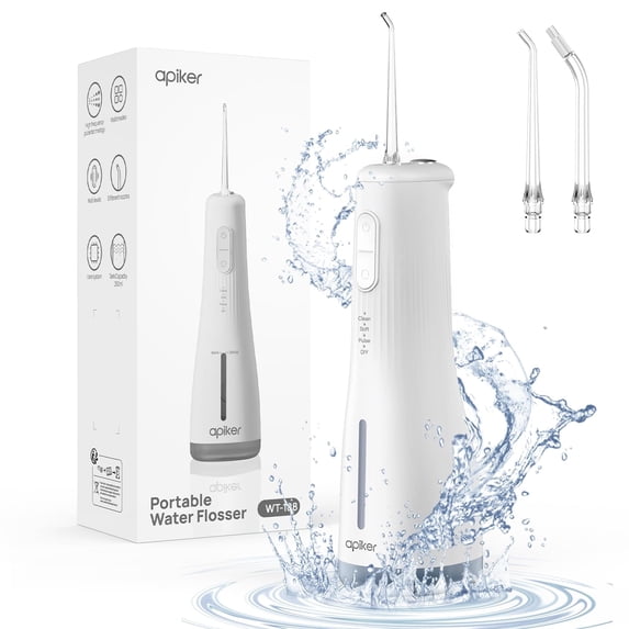 Apiker Cordless Water Flosser, 250ML, USB Rechargeable, 4 Modes, IPX7 ...