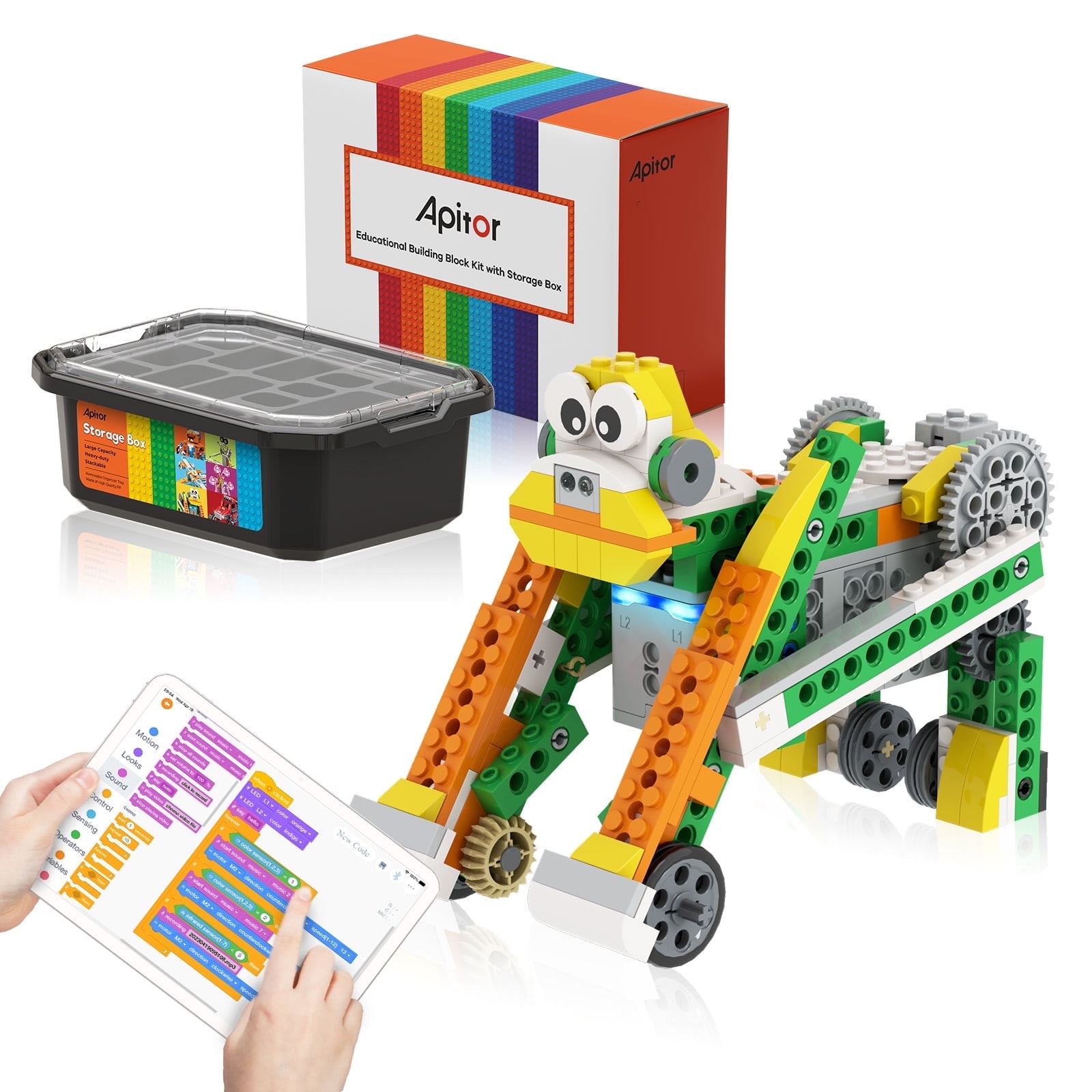 Apitor Robot Q Storage Robot Building Kit, 20-in-1 Programmable APP RC Robot/Car Robotics Coding ...