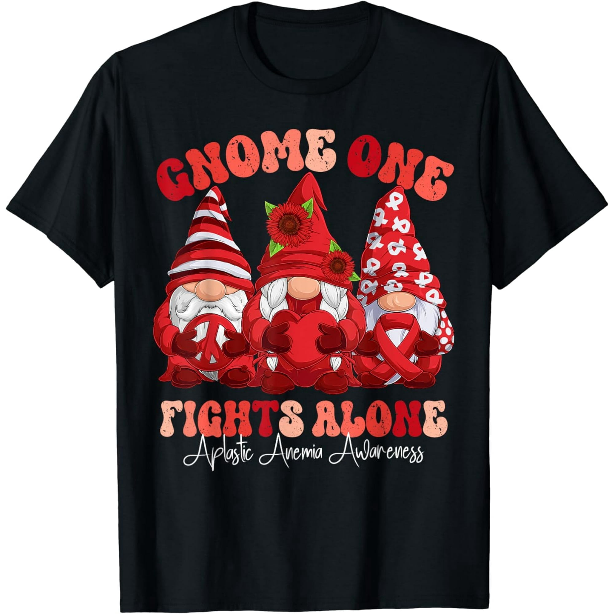 Aplastic Anemia Awareness Month Red Ribbon Gnomies T-Shirt - Walmart.com
