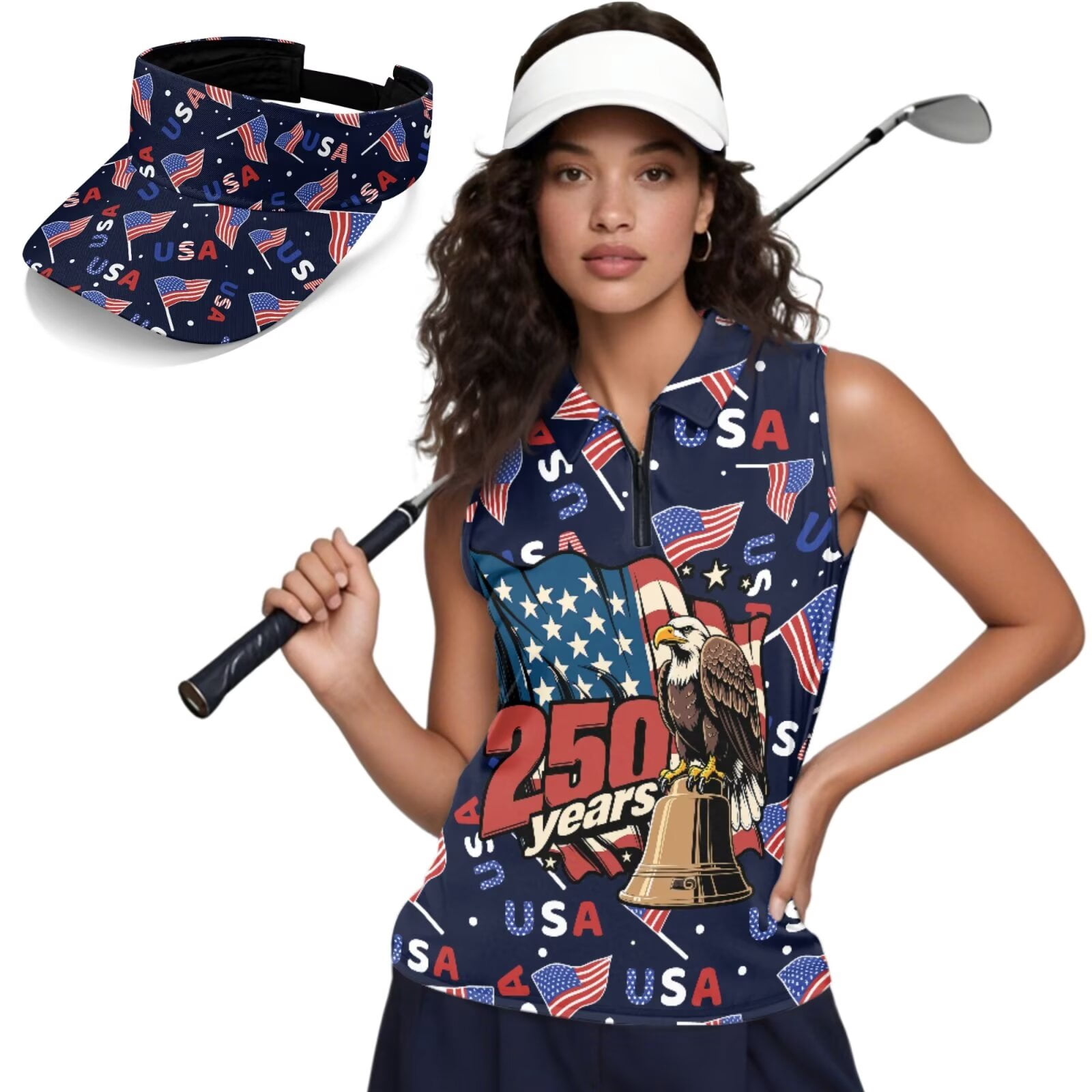 Aplkyhs 250 Years Women's Sleeveless Golf Shirt and Sports Sun Visor ...